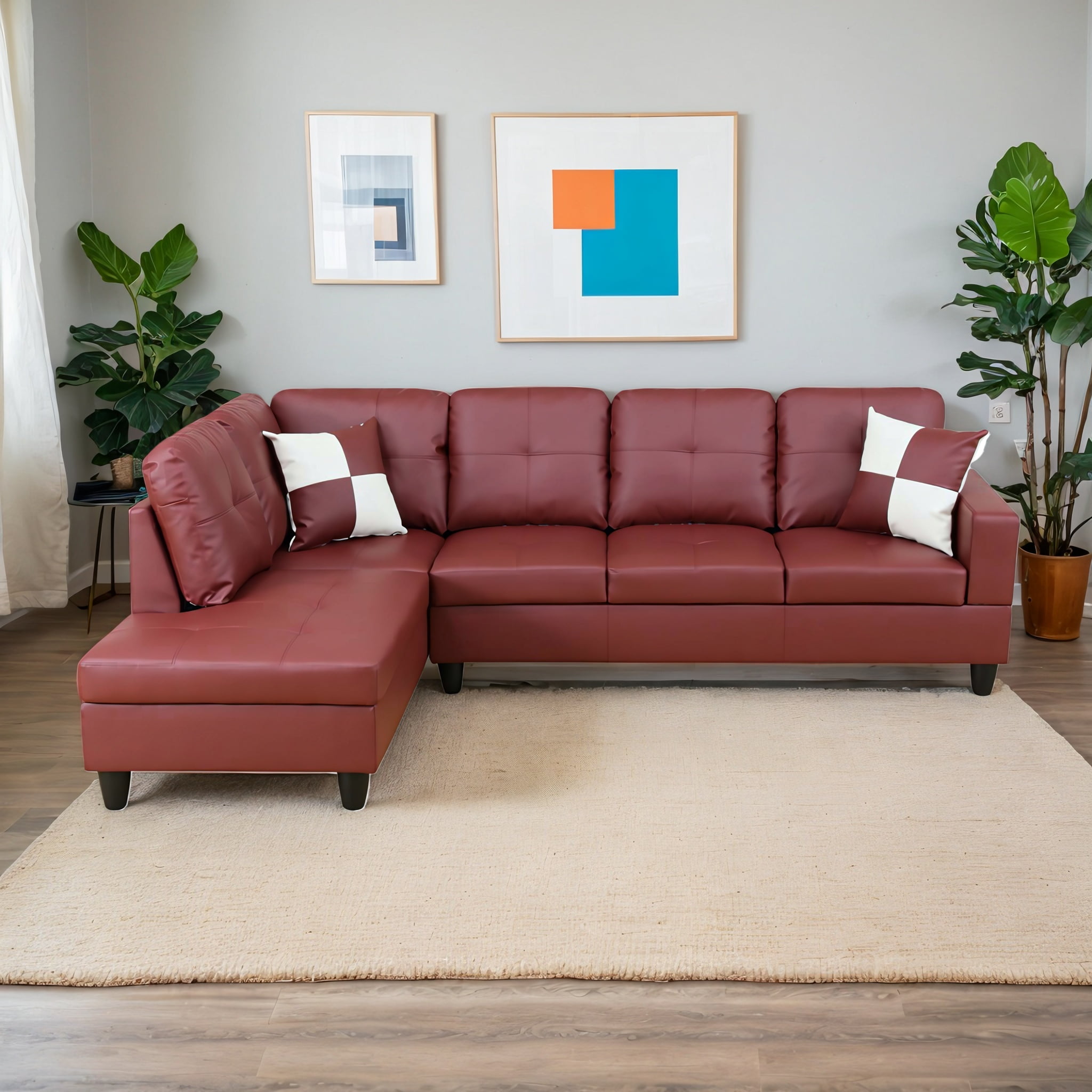 Homeora 2-Piece Piece Couch Living Room,Faux Leather Sofa Set,Faux ...