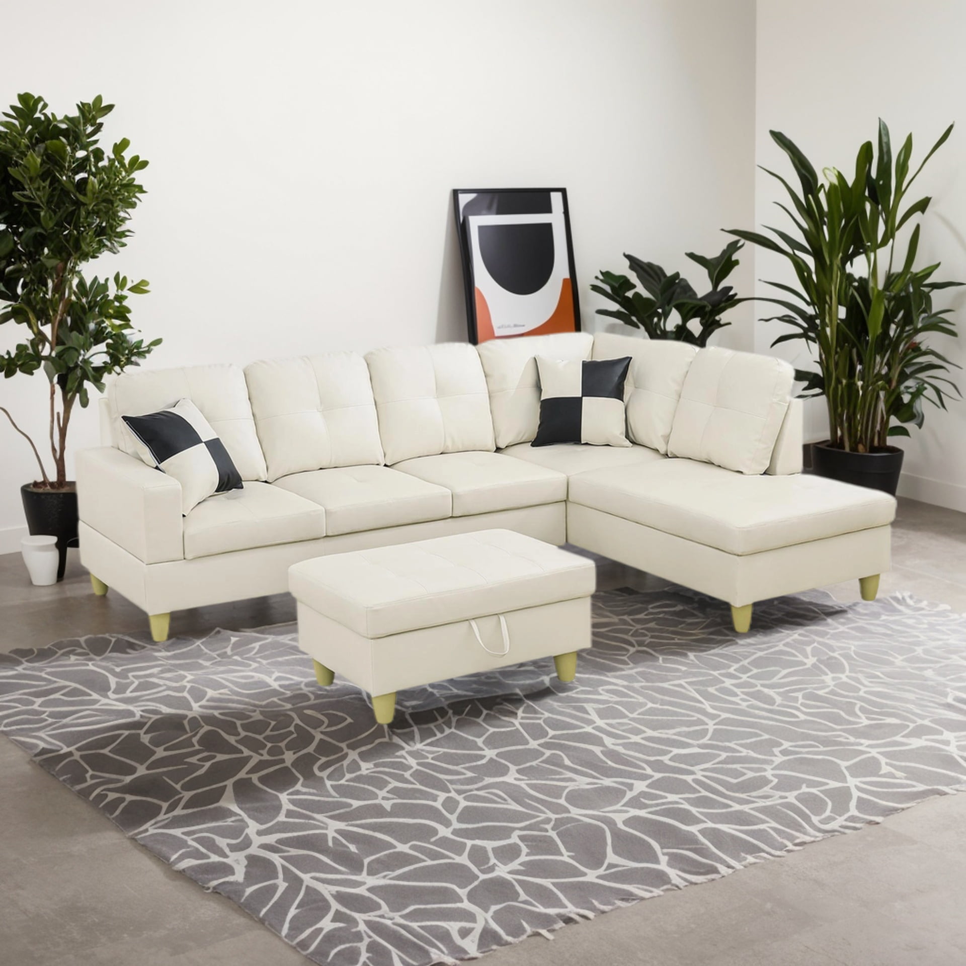 Homeora 3-Piece Piece Couch Living Room,Faux Leather Sofa Set,Faux ...