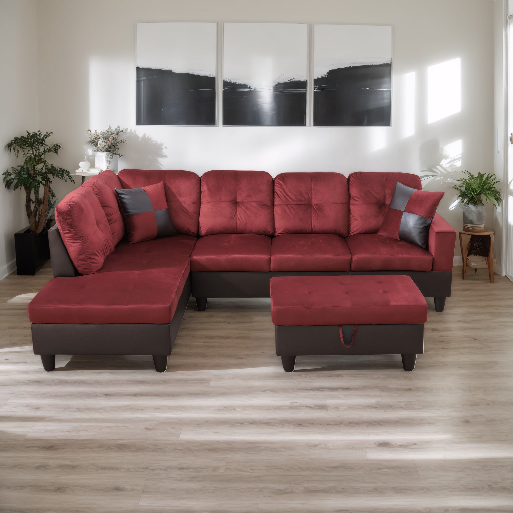 Homeora L Shaped Sectional Couches, Lounge Modular Sectional Sofa with ...