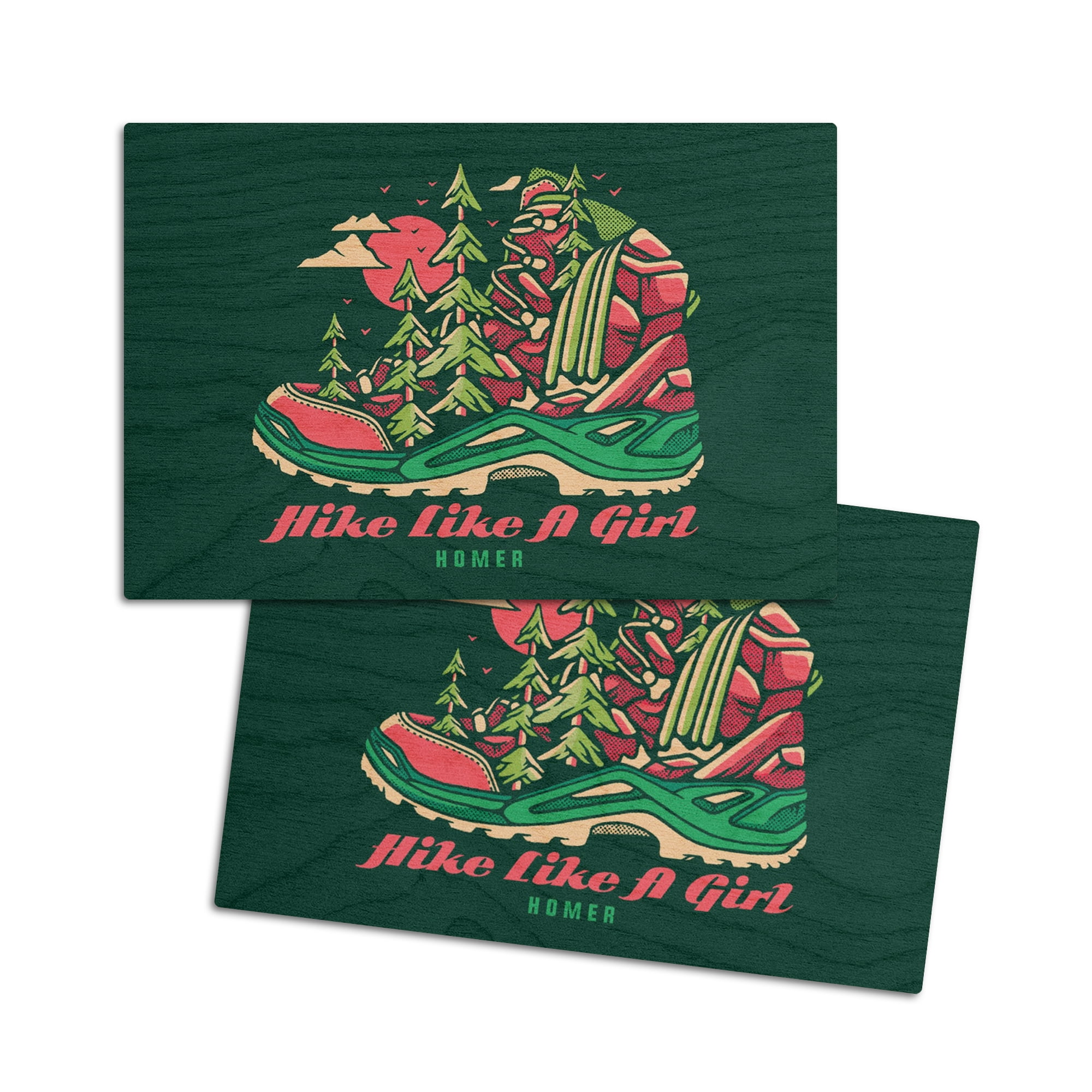 Homer, Alaska, Hiking Boot, Hike Like A Girl, Distressed (4x6 Birch ...