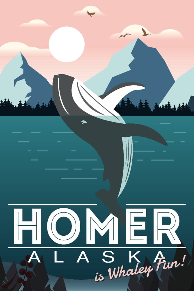 Homer, Alaska, Humpback, Geo, Whaley Fun (16x24 Giclee Gallery Art ...