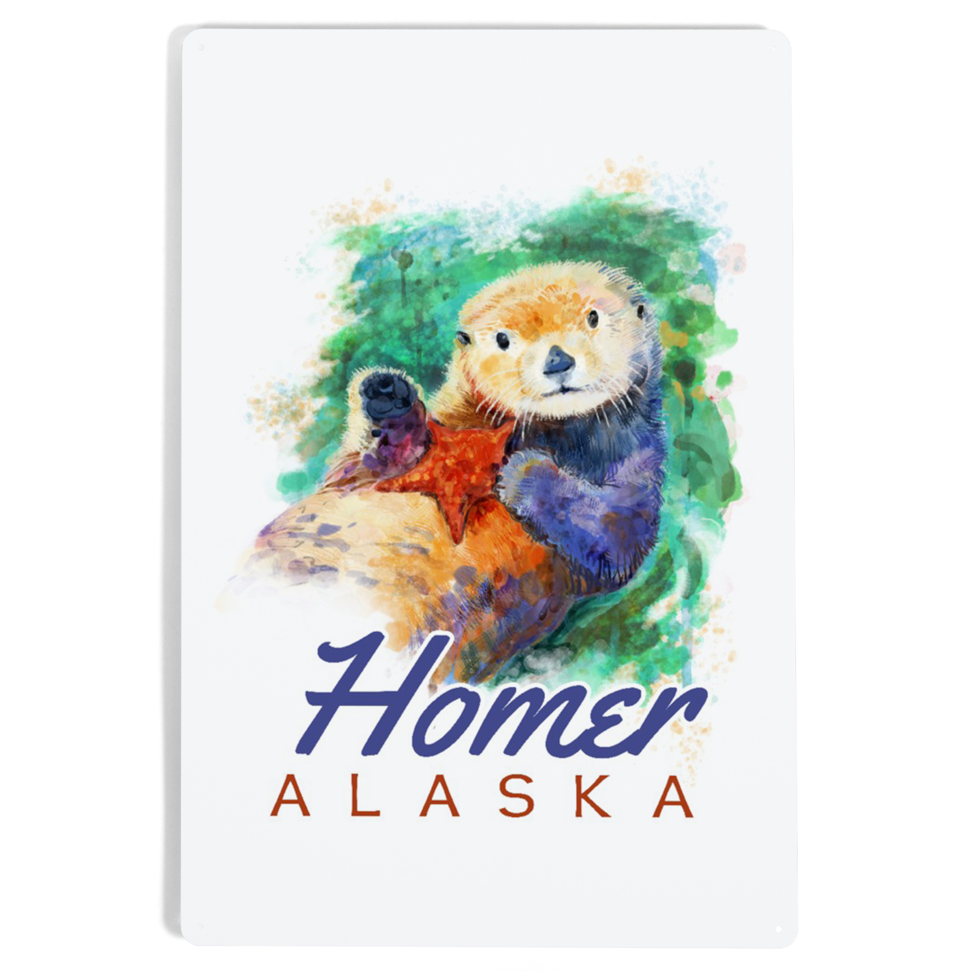 Homer, Alaska, Sea Otter, Watercolor (12x18 Aluminum Art, Indoor ...