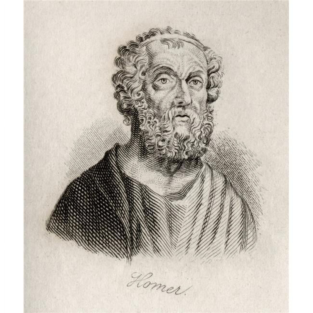 Homer C.900 Bc- C.850 Bc Ancient Greek Poet Engraved by J.W.Cook Poster ...