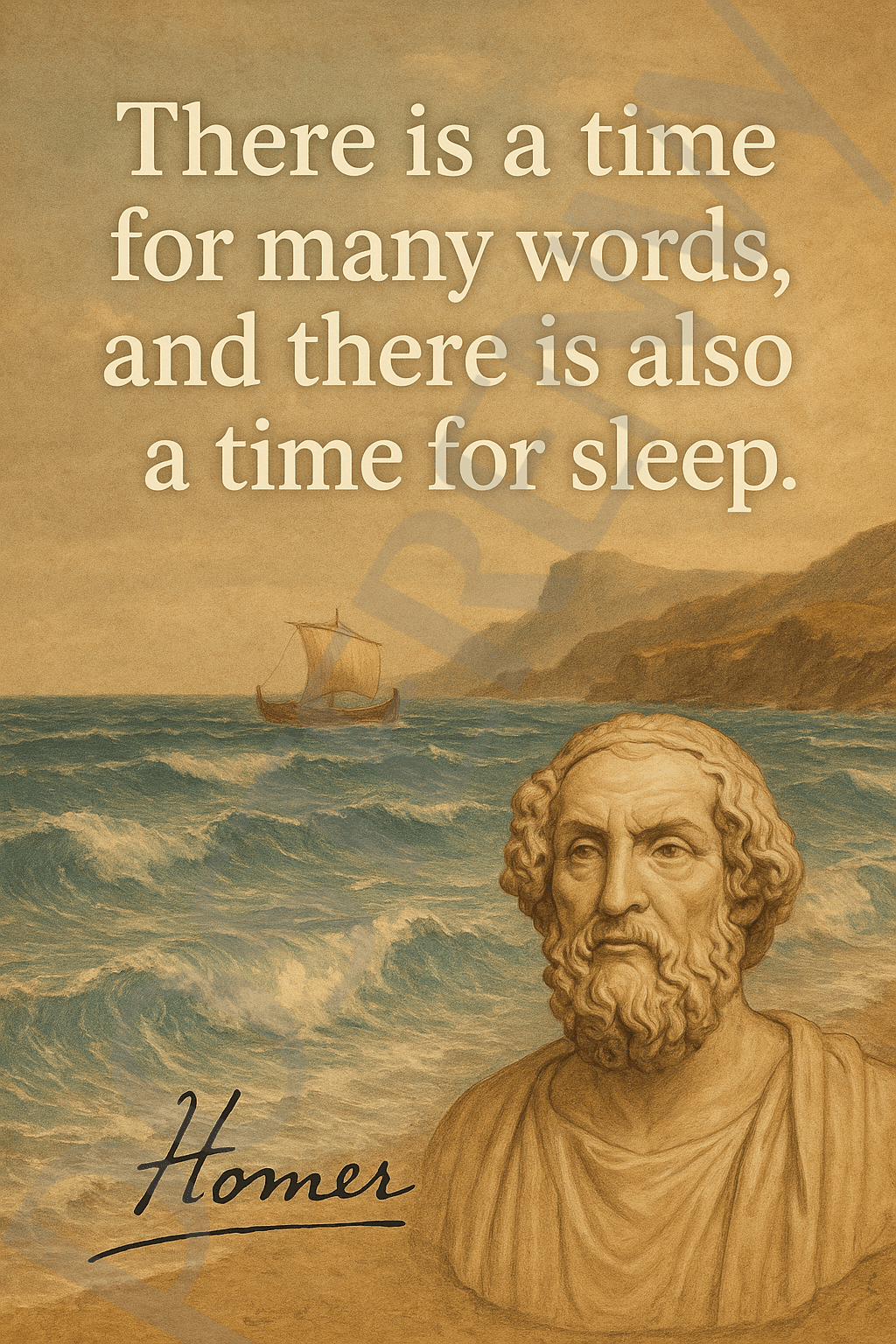 Homer Famous Quote Poster – "There Is a Time for Many Words, and a Time ...