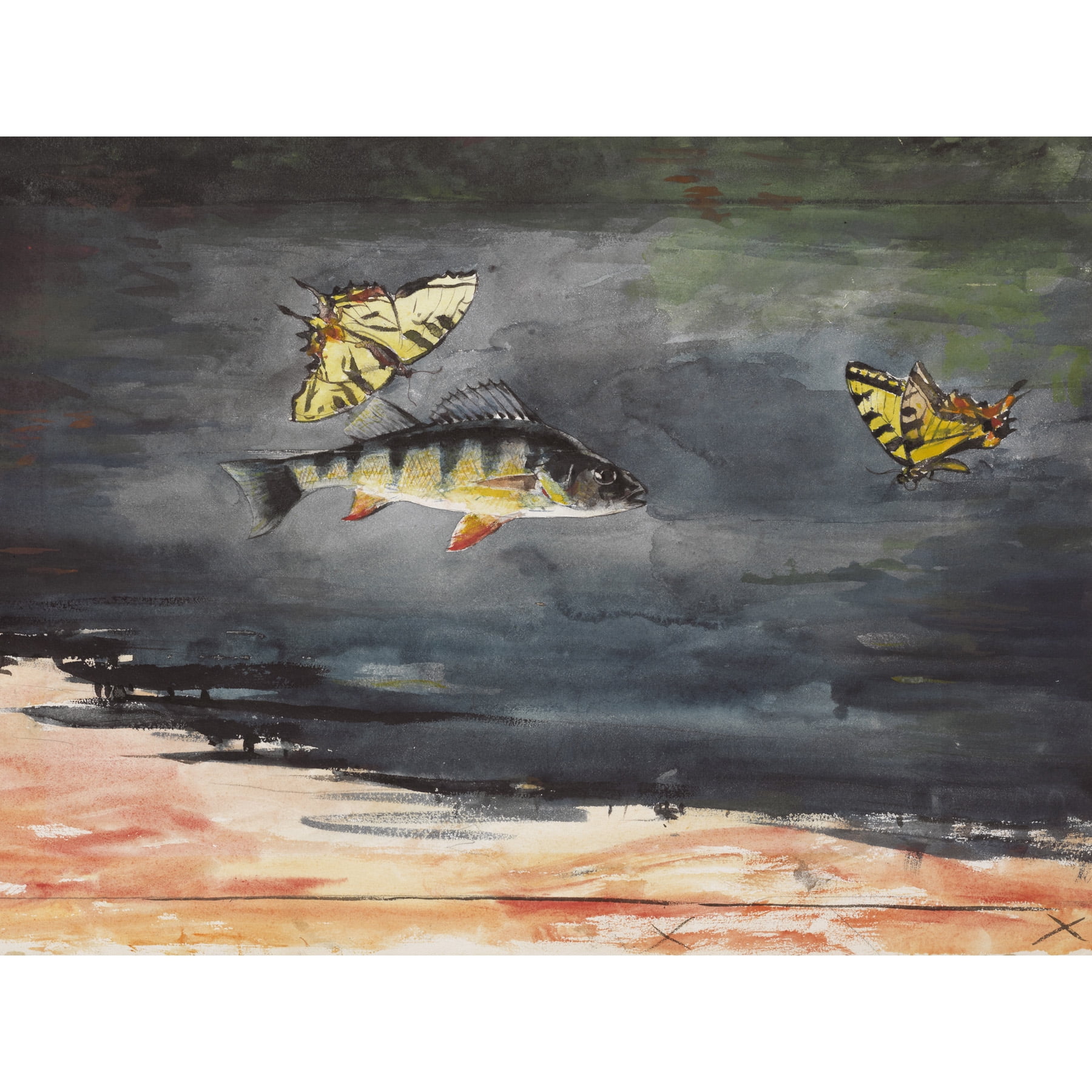 Homer Fish And Butterflies Drawing Extra Large XL Wall Art Poster Print ...