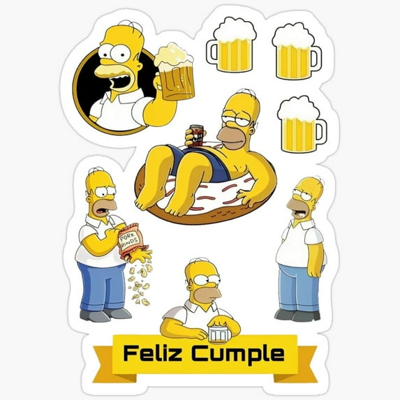 Homer- Happy Birthday Sticker Phone Decal Water Bottle Stickers Car ...