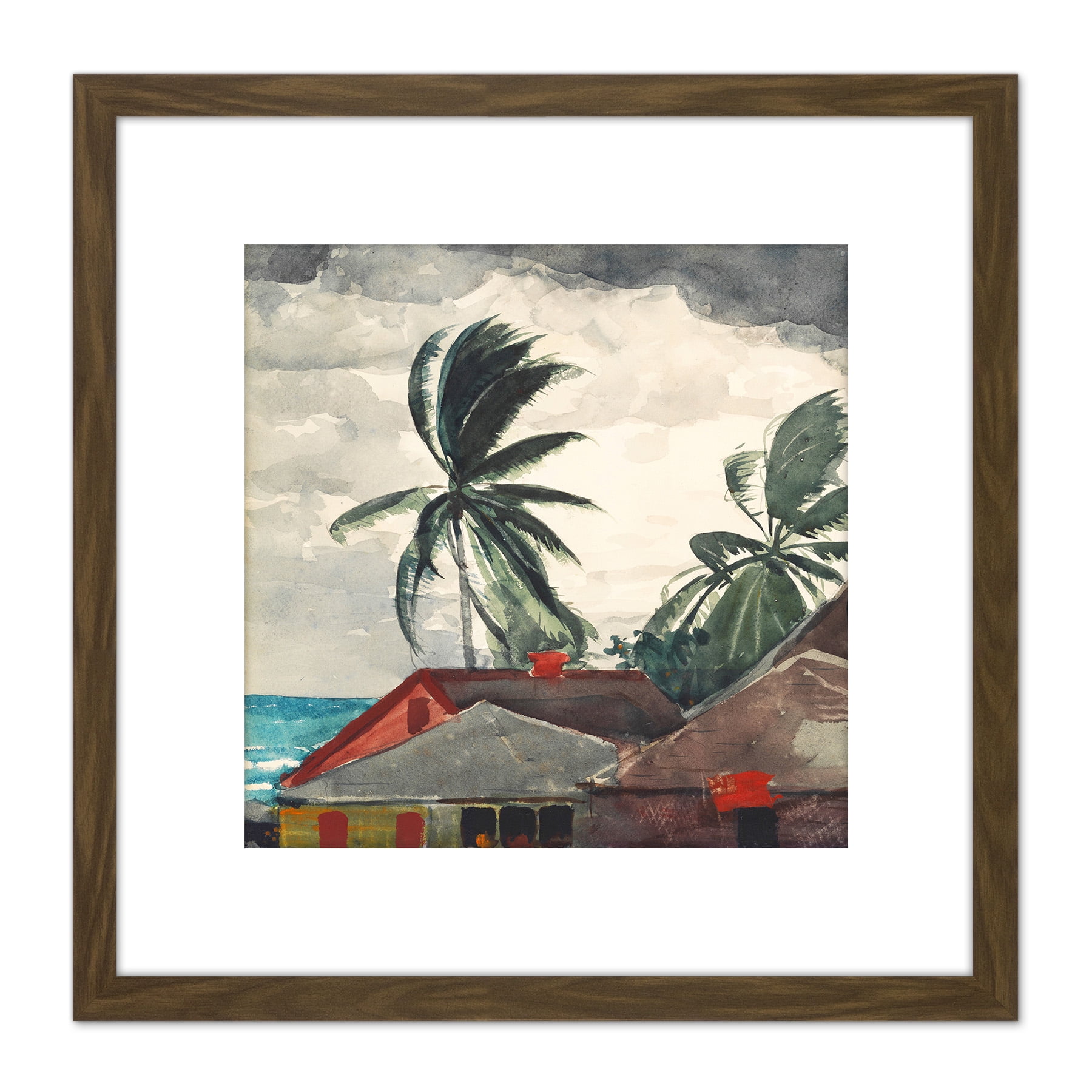 Homer Hurricane Bahamas Painting 8X8 Inch Square Wooden Framed Wall Art ...