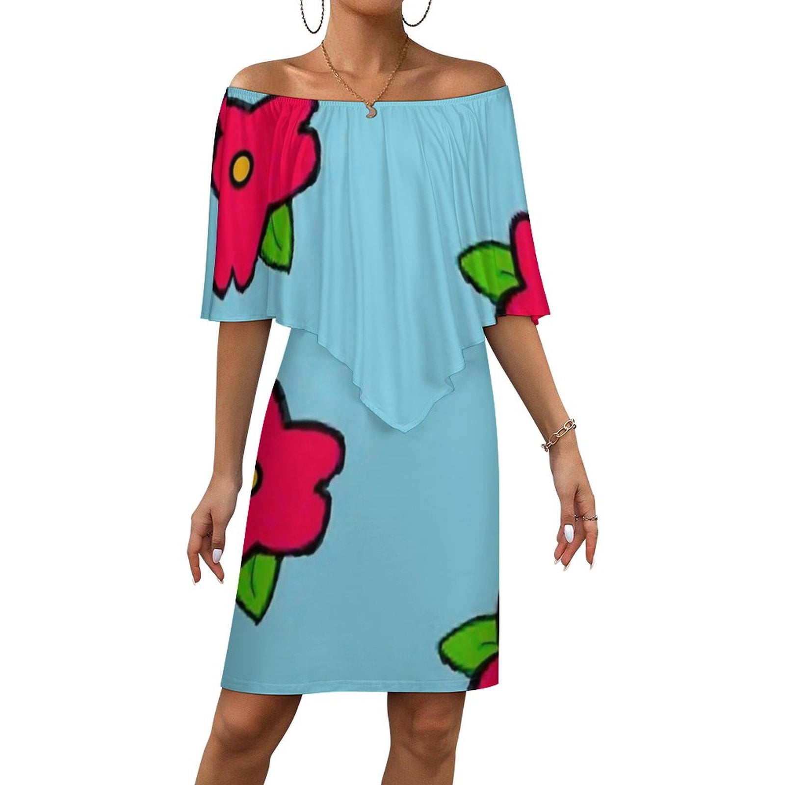 Homer Muumuu Flower Women's Off The Shoulder Ruffles Summer Wedding ...