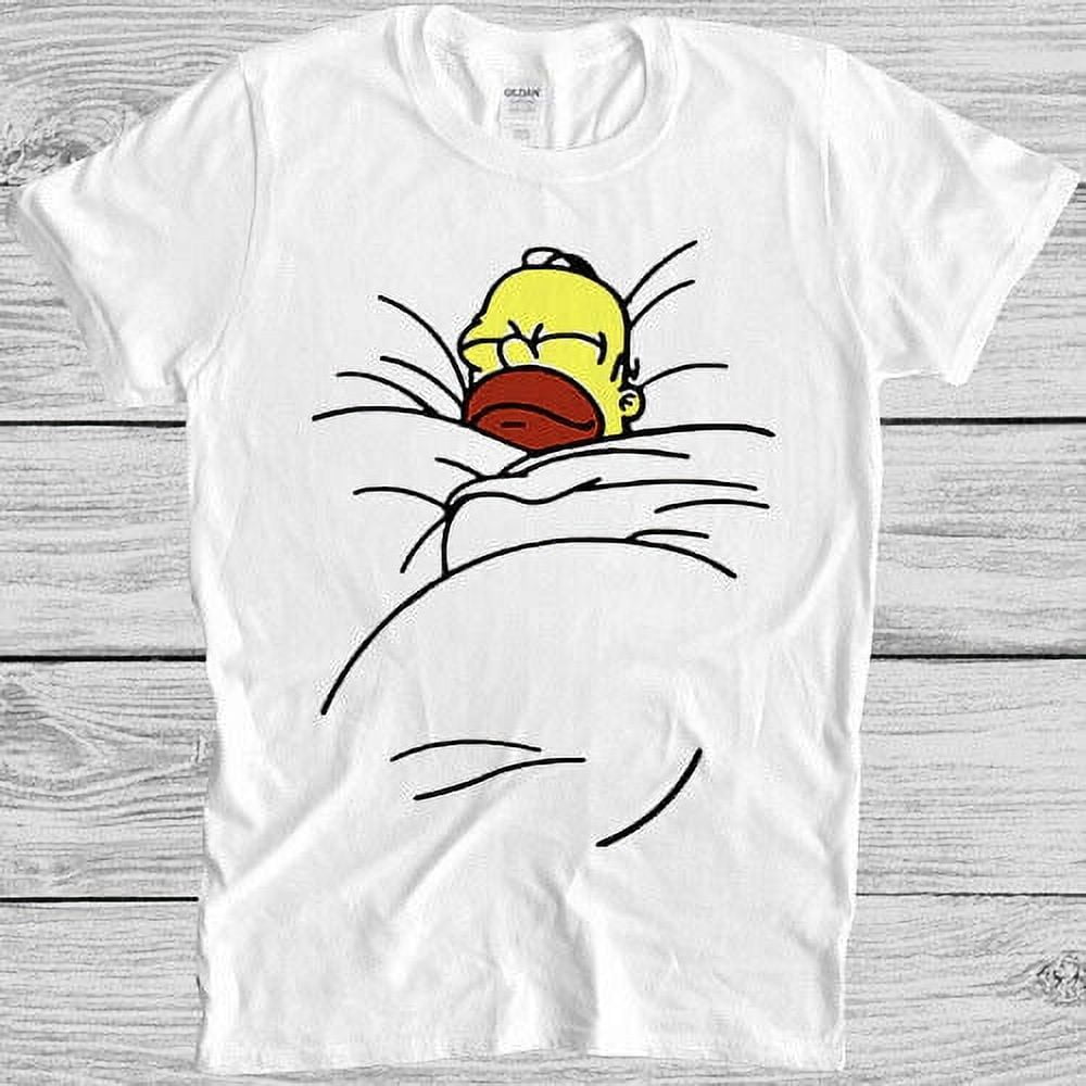 Homer Simpson Sleeping Lazy The Simpson Funny Cartoon Cool Gift Tee T ...