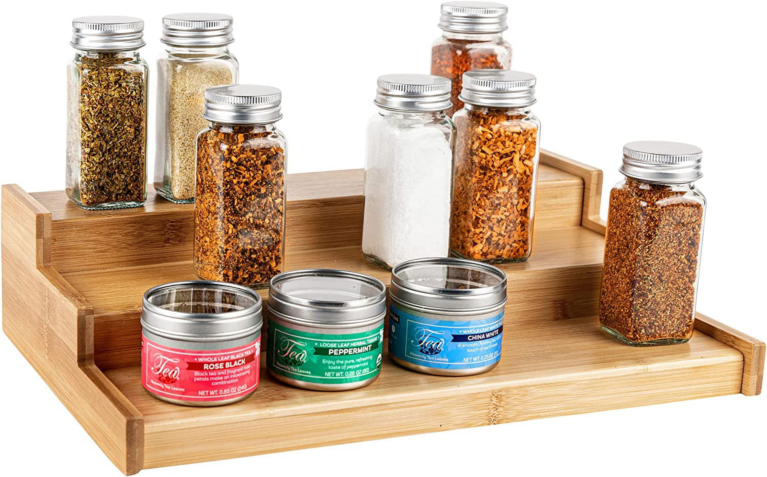 Homeries 3-Tier Bamboo Spice Rack Organizer for Cabinet & Kitchen ...