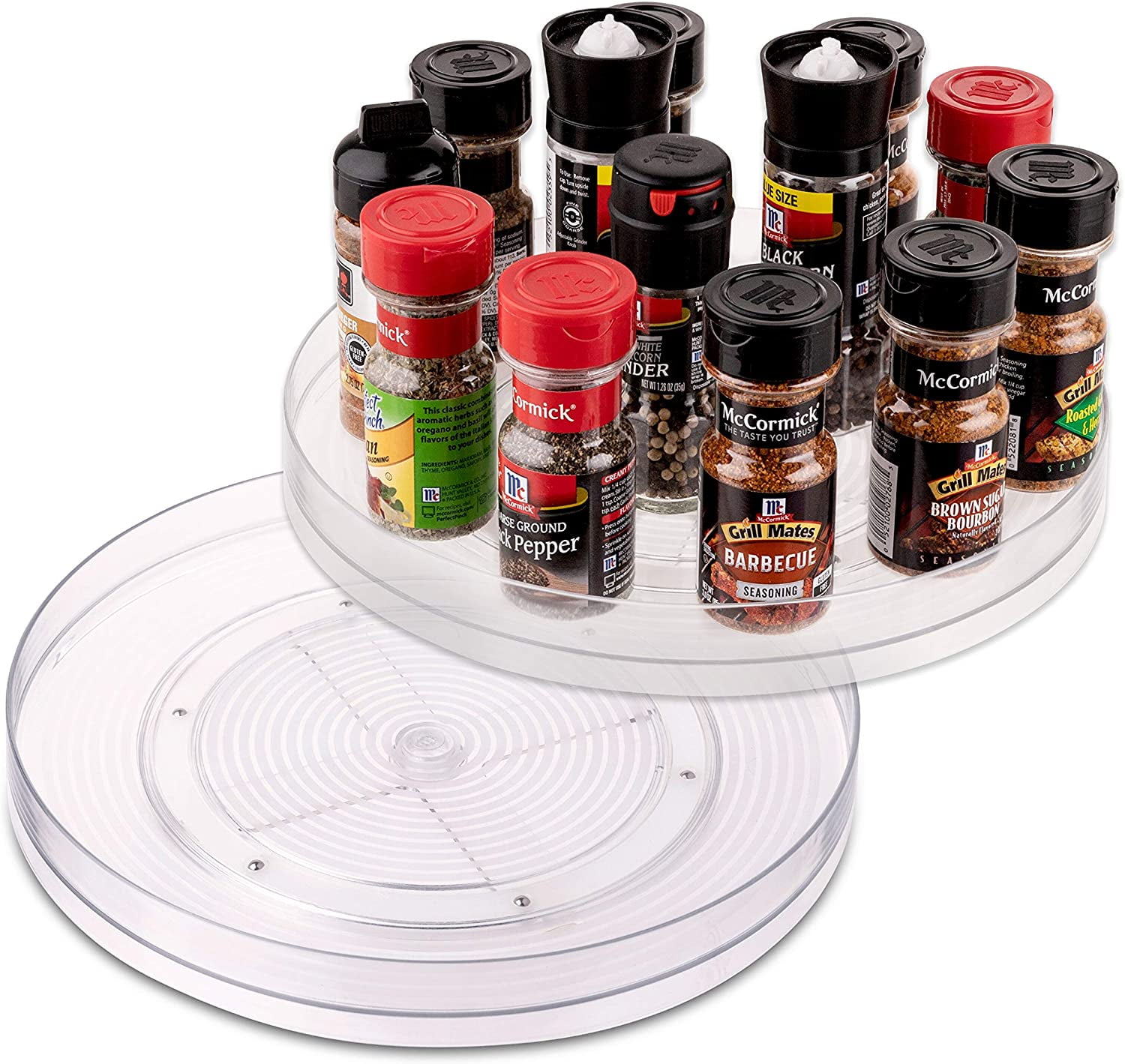 Homeries Round Lazy Susan Rotating Spice Turntable - Clear Food Storage ...