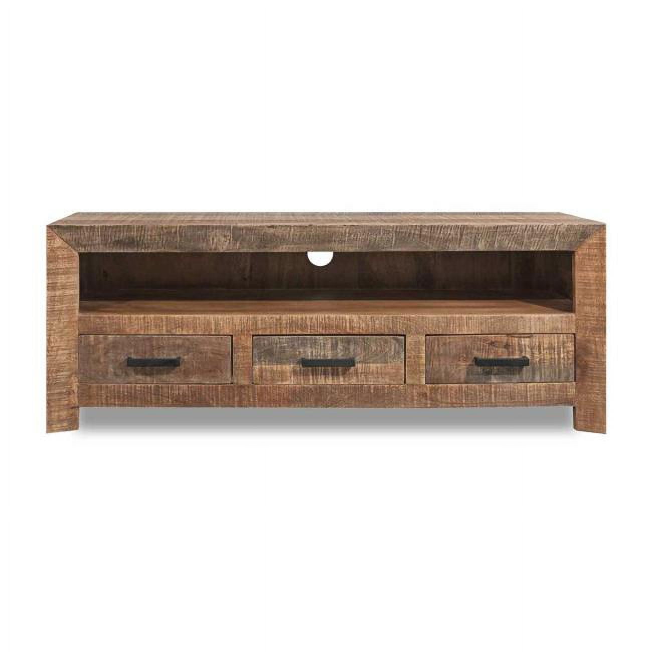 Homeroots 3 Drawer of Solid Mango Wood Media Console - Walmart.com