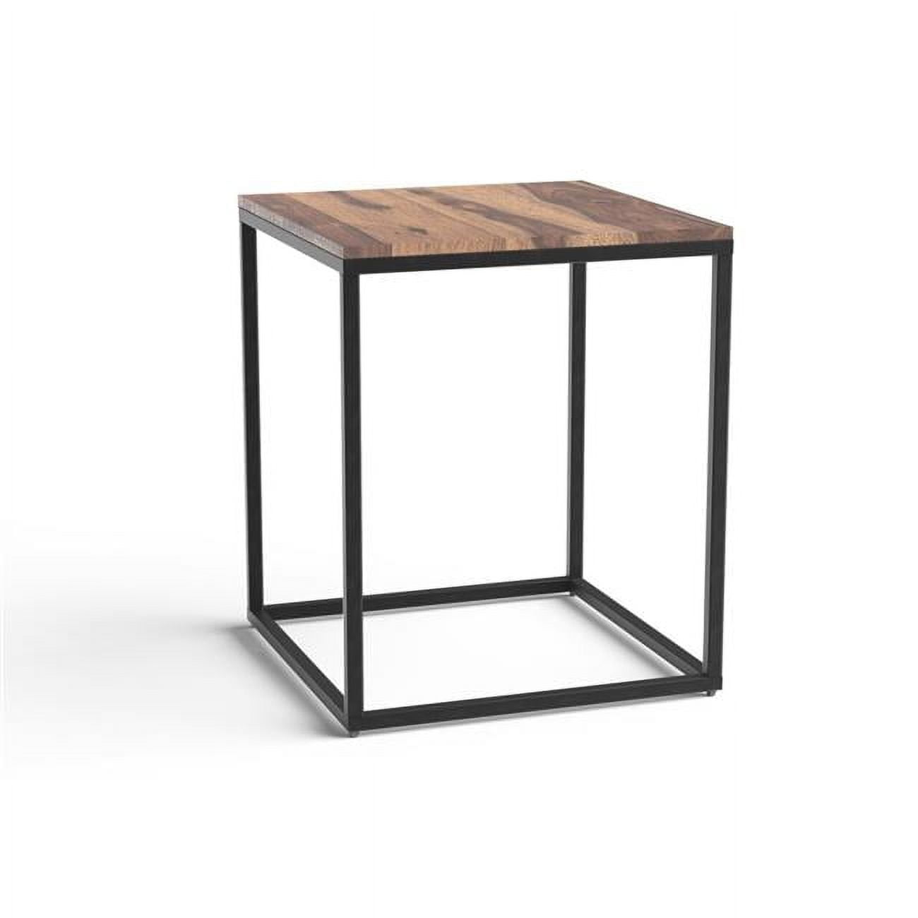 Homeroots Sheesham Wooden End Table with Black Metal Legs - Walmart.com