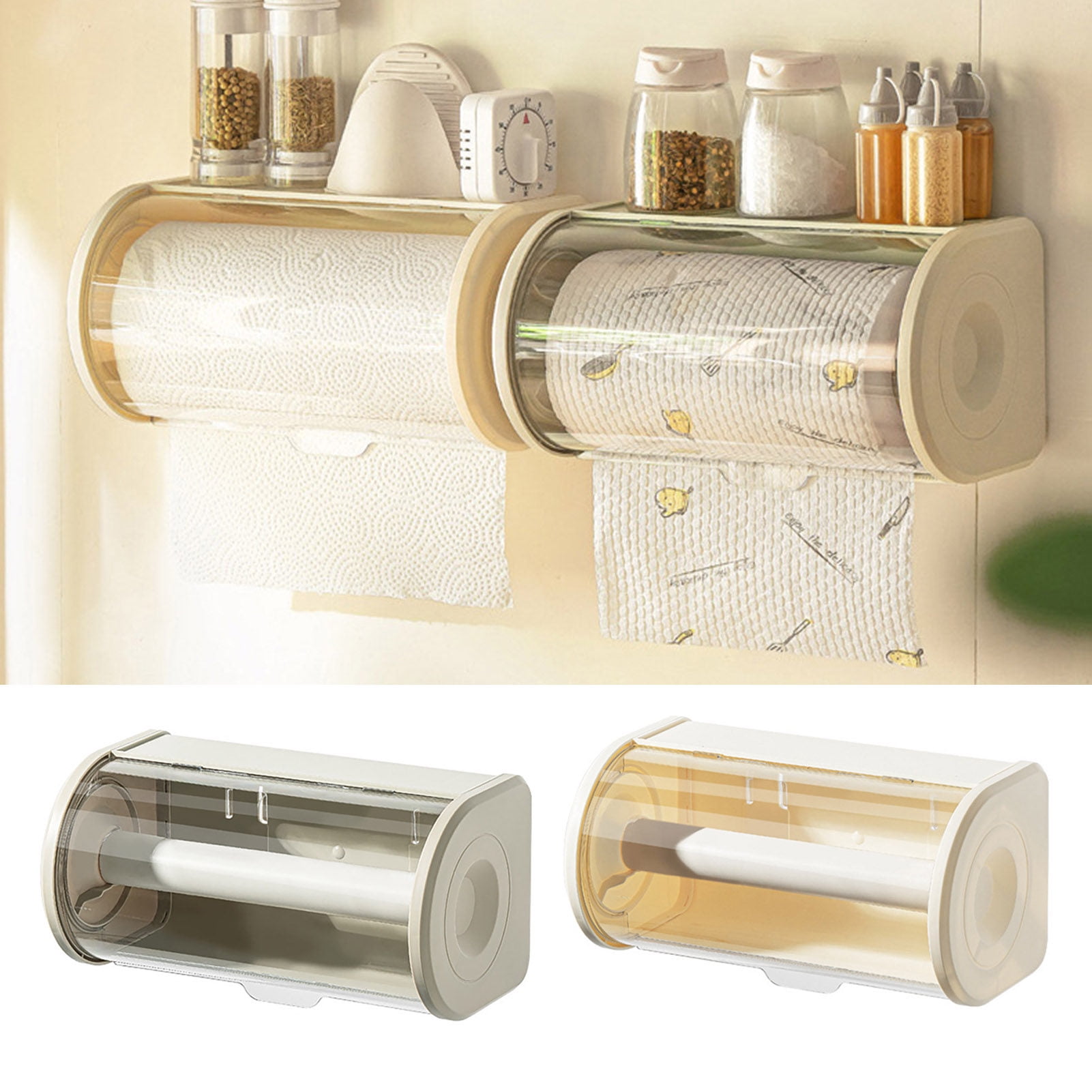 Homerr Transparent Wall-Mounted Roll Paper Holder, Kitchen Towel ...