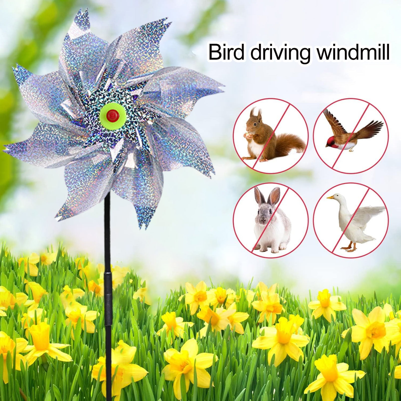 Homerr Bird Windmill Extra Sparkly Pinwheel Reflective Pinwheels For Bird Deterrent 10pcs