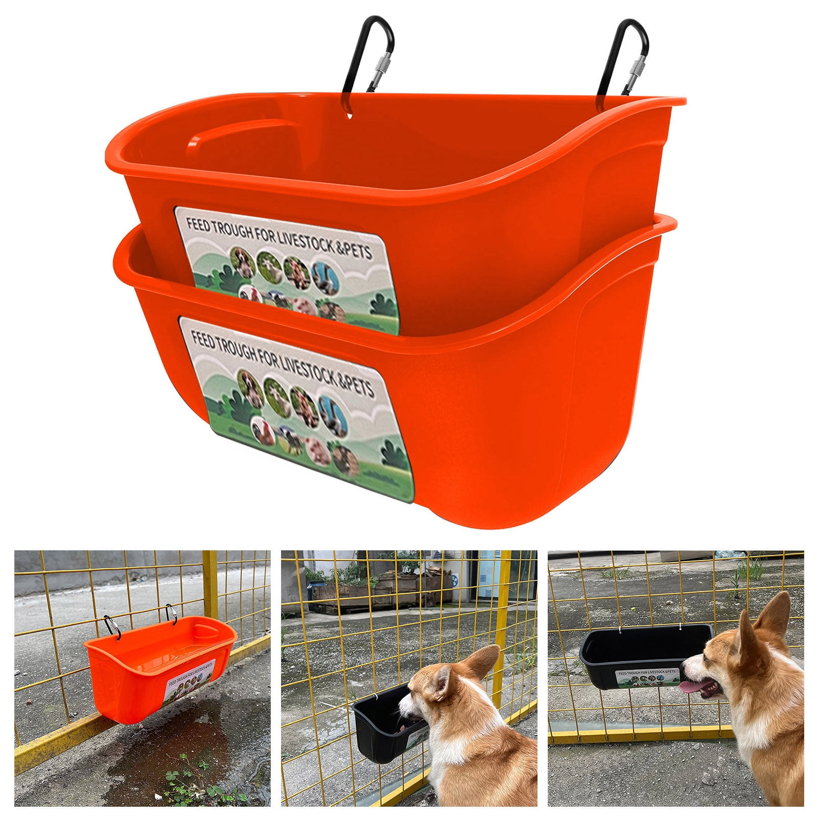 Homerr Chicken Feed Trough Poultry Feeder with Clips Hanging Chicken ...