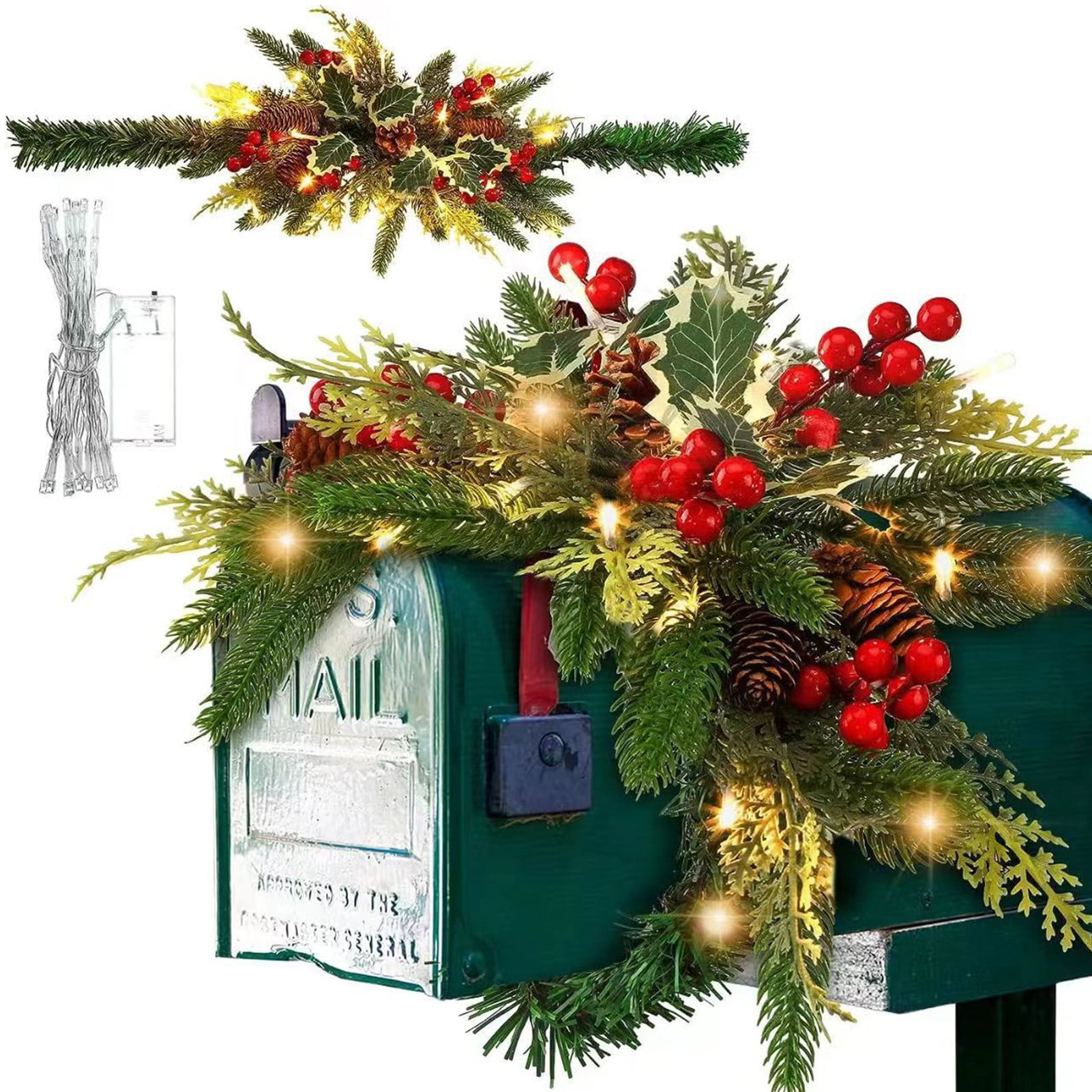 Homerr Christmas Mailbox Wreath Christmas Wreath Decor Christmas ...