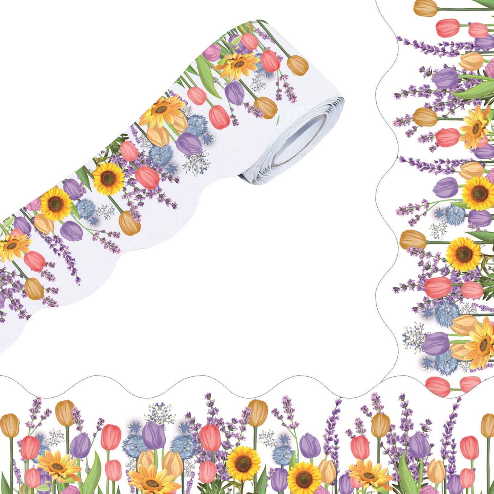 Homerr Decorative Paper Flower Trim Border Floral Bulletin Board Border ...