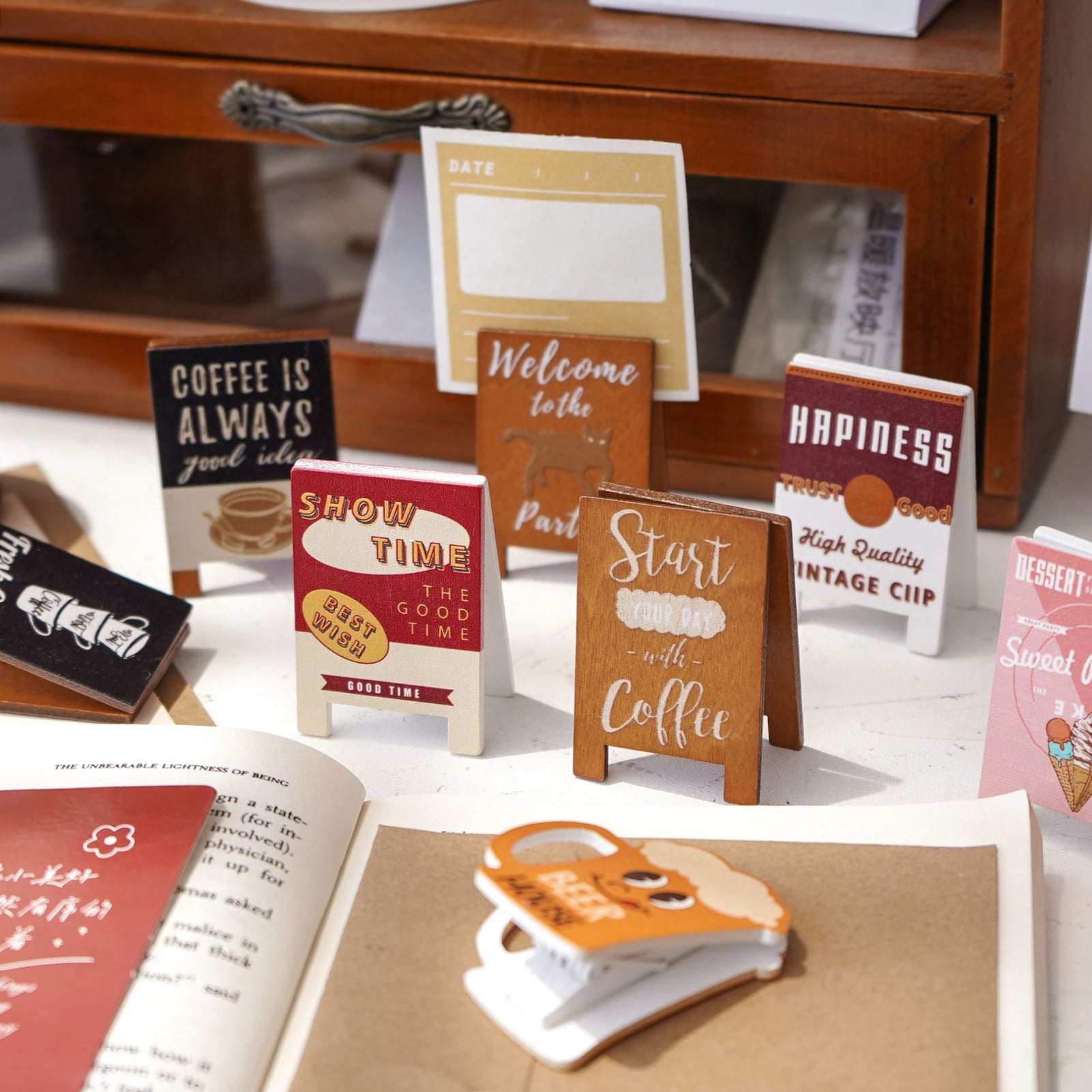 Homerr Desk Note Holder Form Number Holder Vintage Style Wooden Desk ...