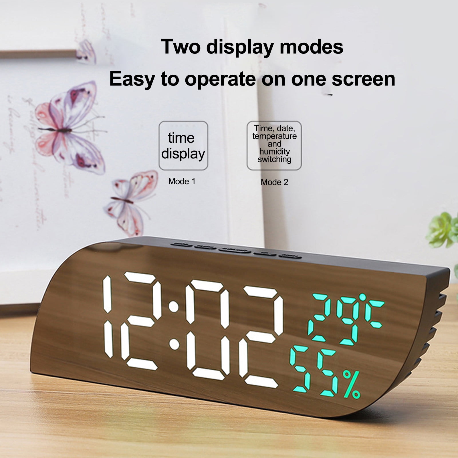 Homerr Digital Alarm Clock Large Screen Clock LED Mirrored Digital ...