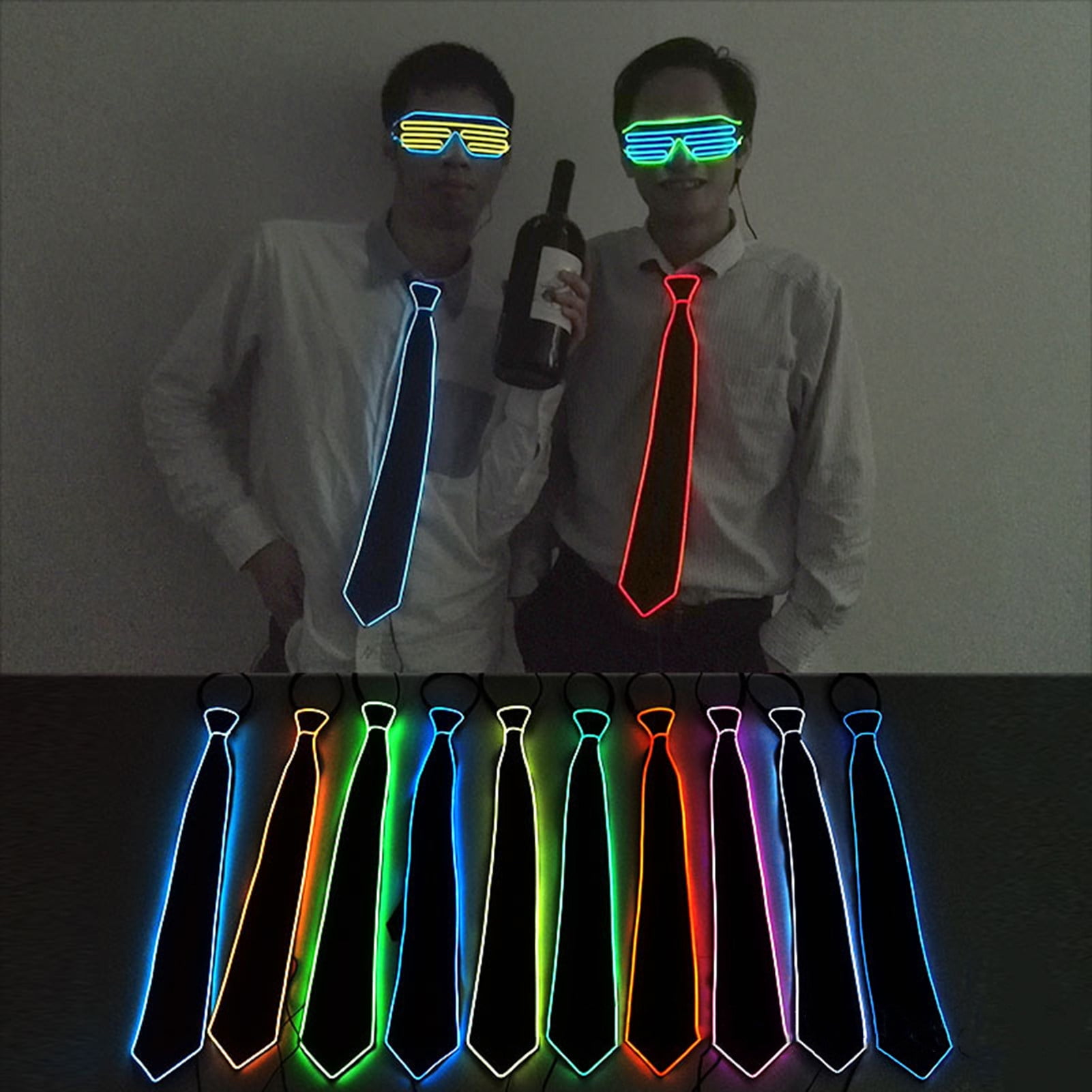 Homerr Glow Tie LED Lights Tie LED Tie Adjustable Glow in The Dark ...