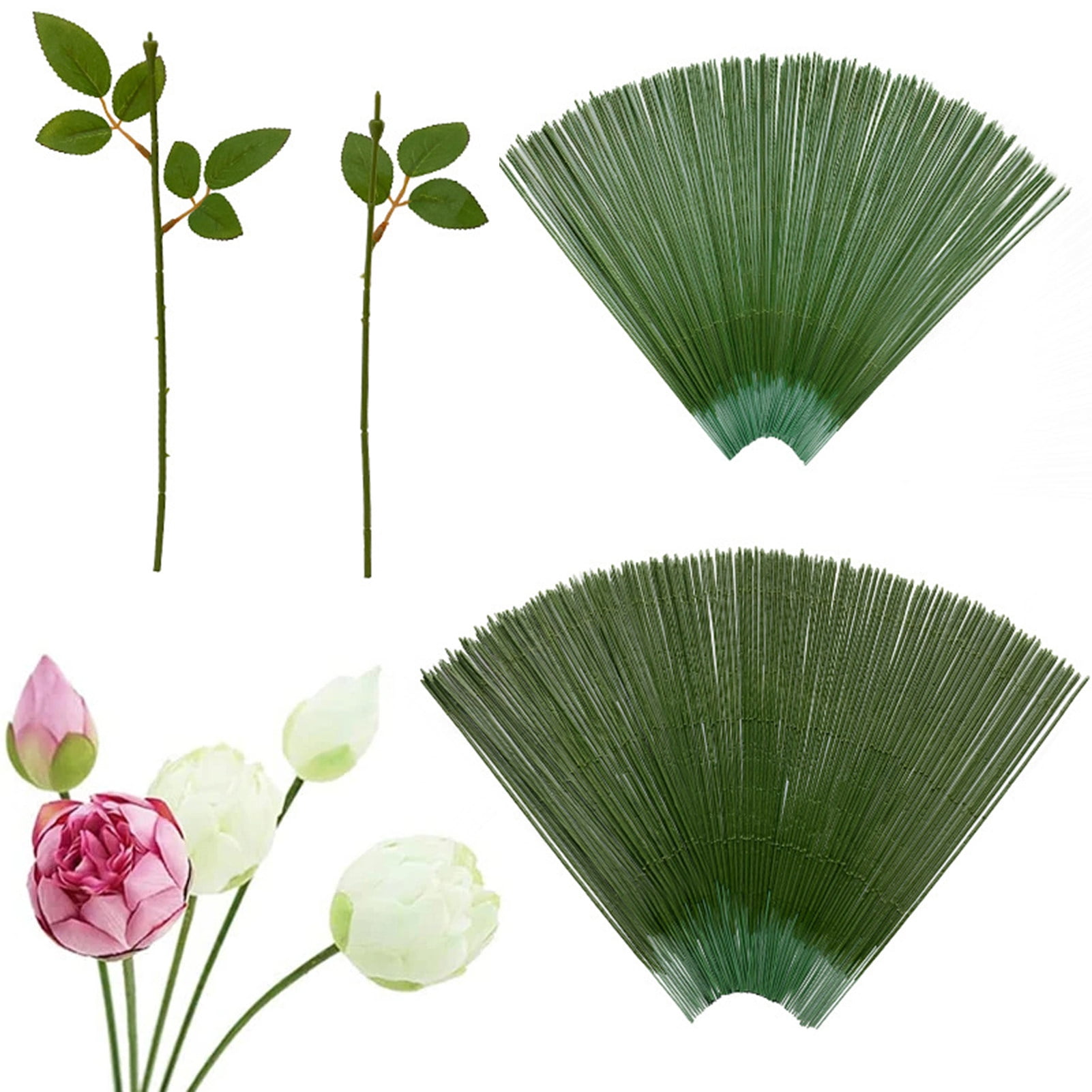 Homerr Green Flower Stem DIY Flower Stem 100Pcs Green Flower Stem Kit ...