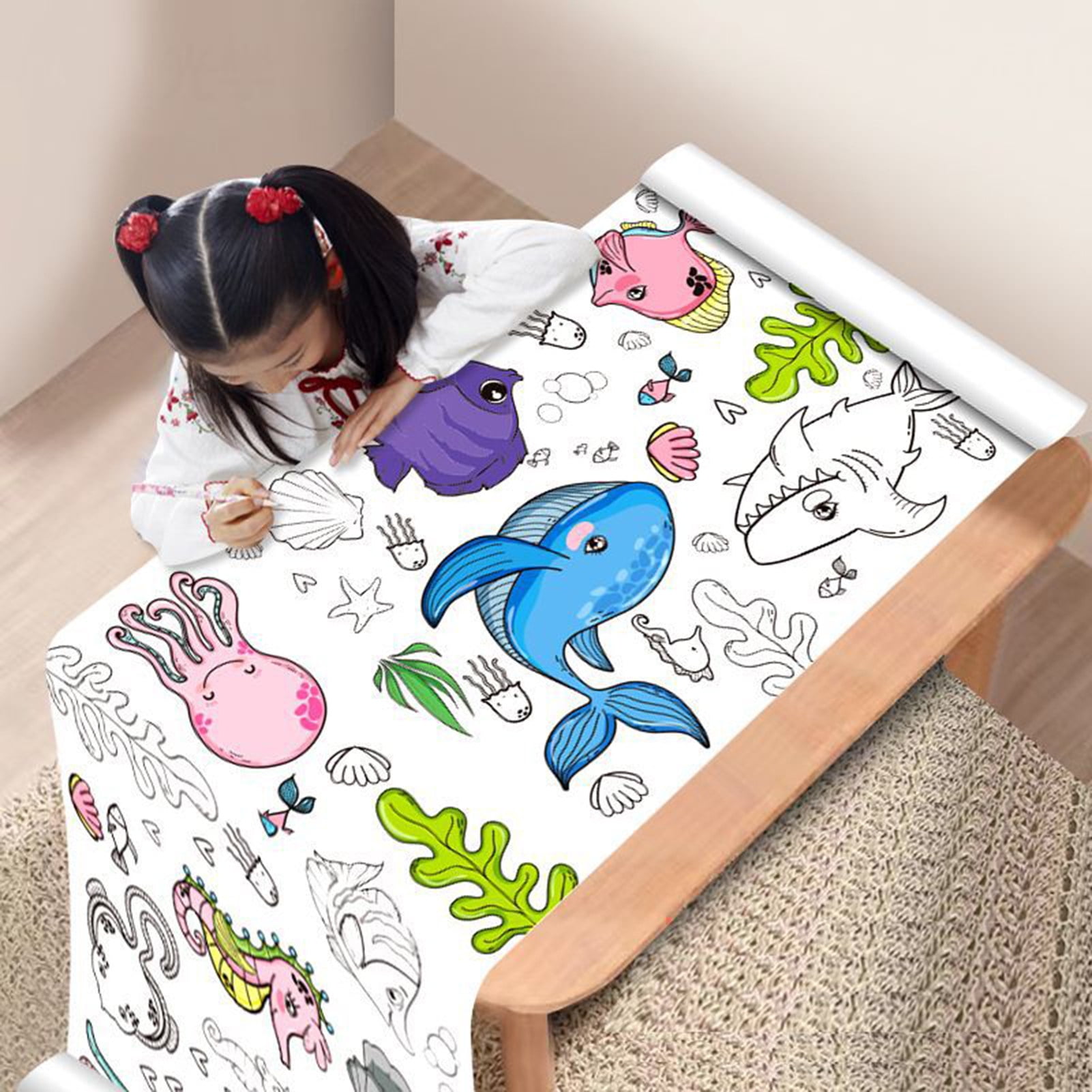 Homerr Kids Coloring Tablecloth Children Graffiti Scroll Clear Print ...