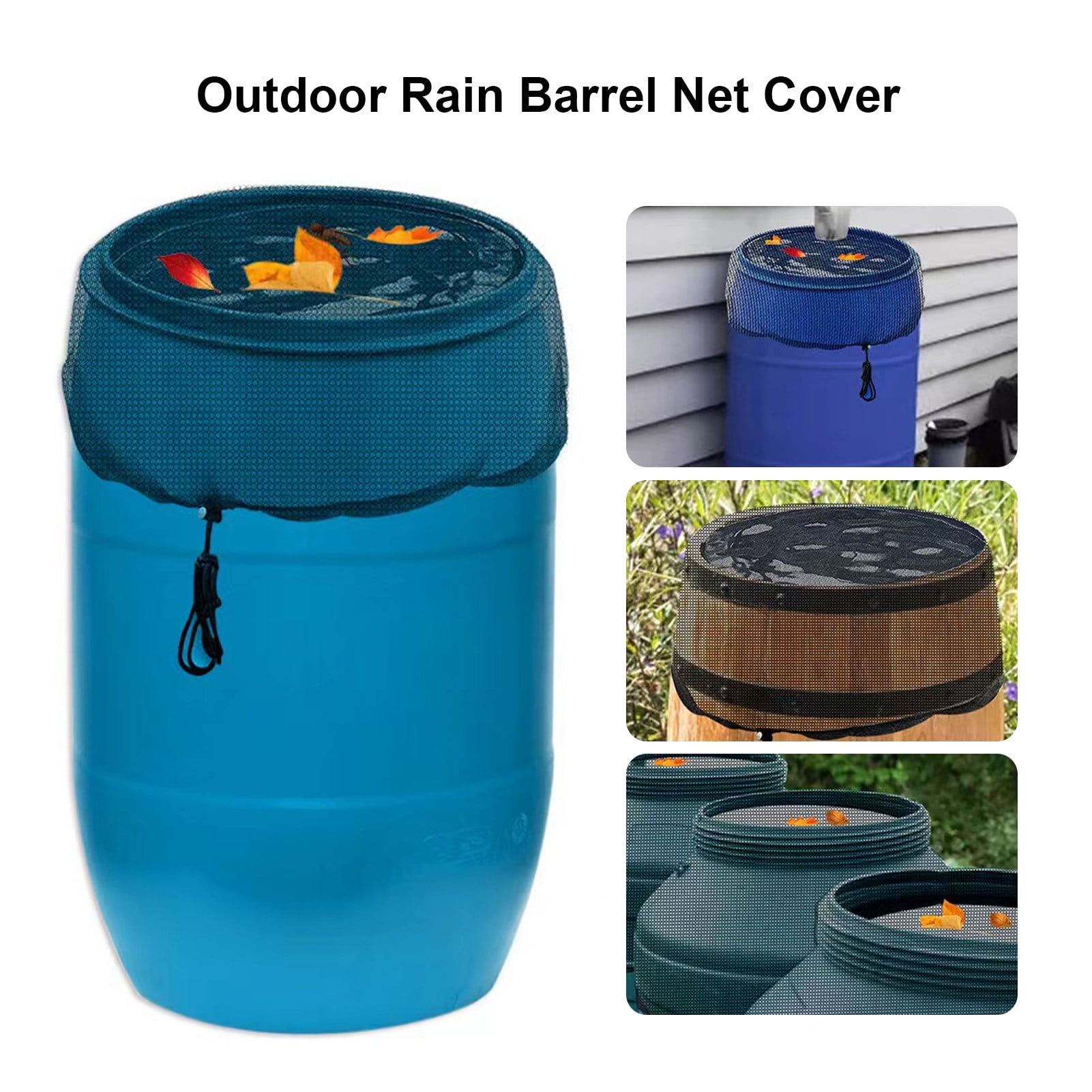 Homerr Rain Barrel Net Netting Cover Rain Barrel Filter Drawstring ...
