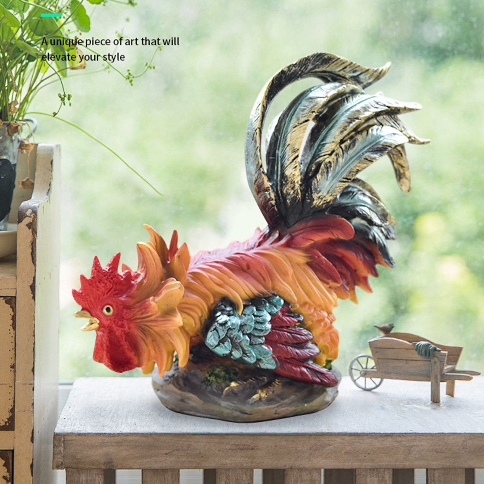 Homerr Resin Rooster Figurine Lifelike Rooster Decor Resin Rooster ...