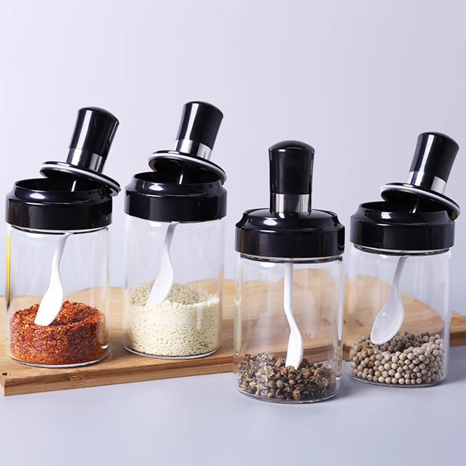 Homerr Seasoning Bottle Salt Dispenser 2Pcs Clear Glass Seasoning ...