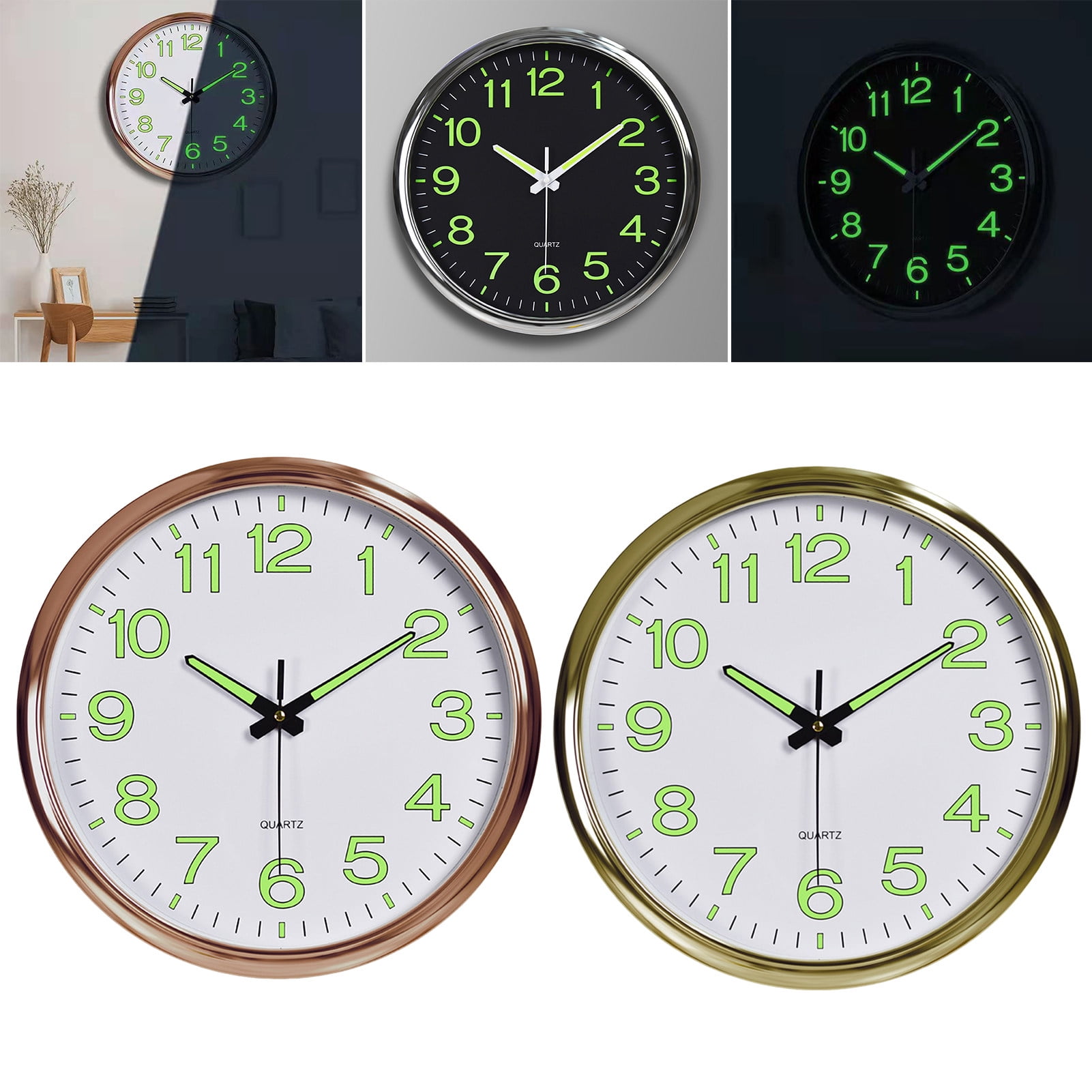 Homerr Wall Clock with Glow in The Dark Hands Large Numeral Wall Clock ...