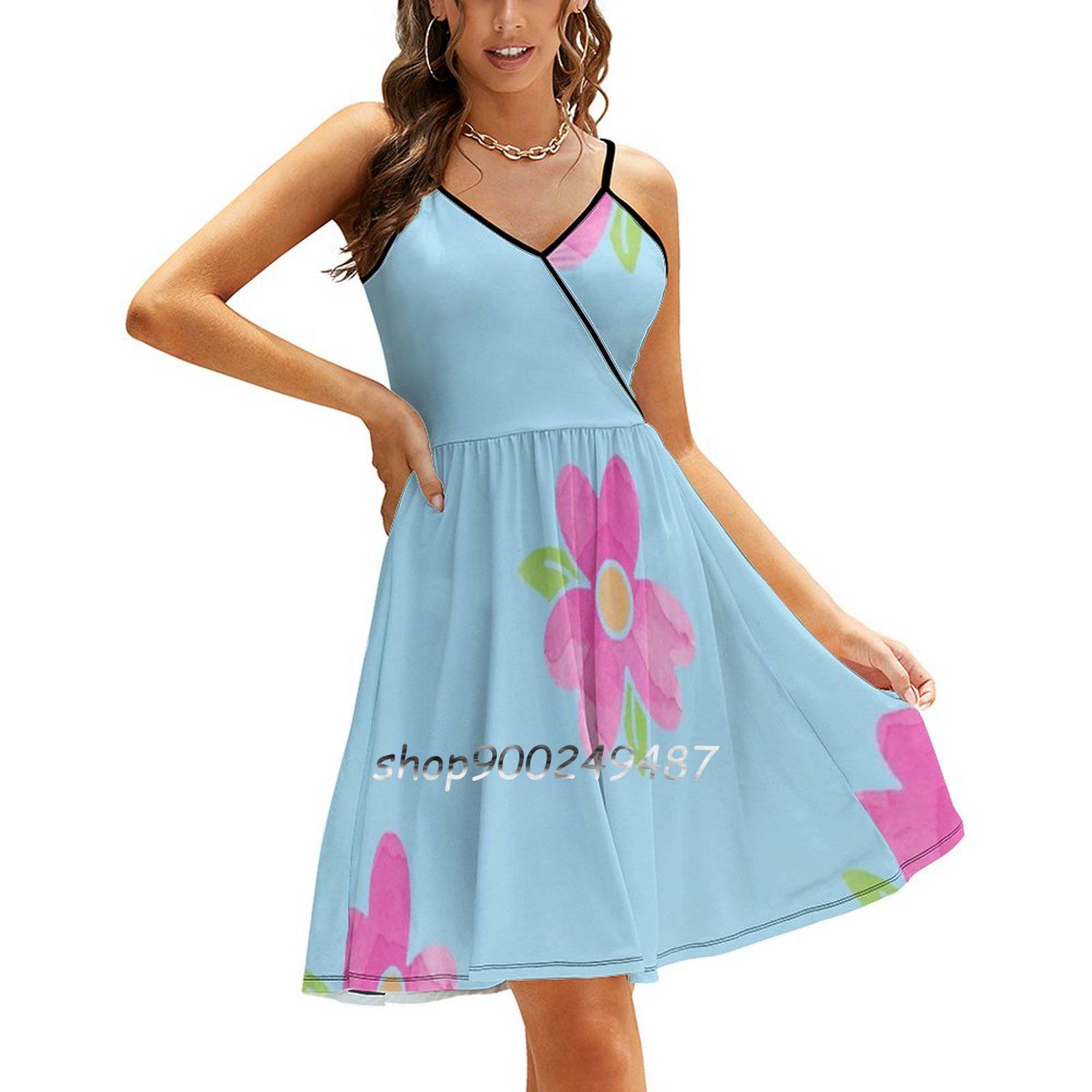 Homers Muumuu Square Neck Dress Cute Loose Print Dresses Elegant Beach ...