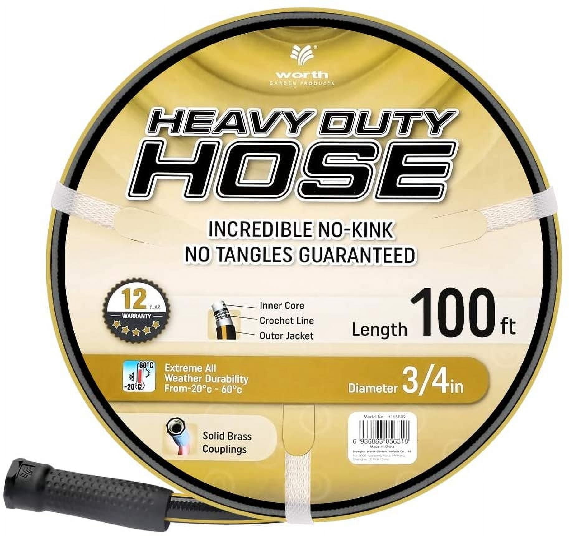 Homes Garden Hose No Kink 3/4 in. x 100 ft. Black Water Hose, No ...
