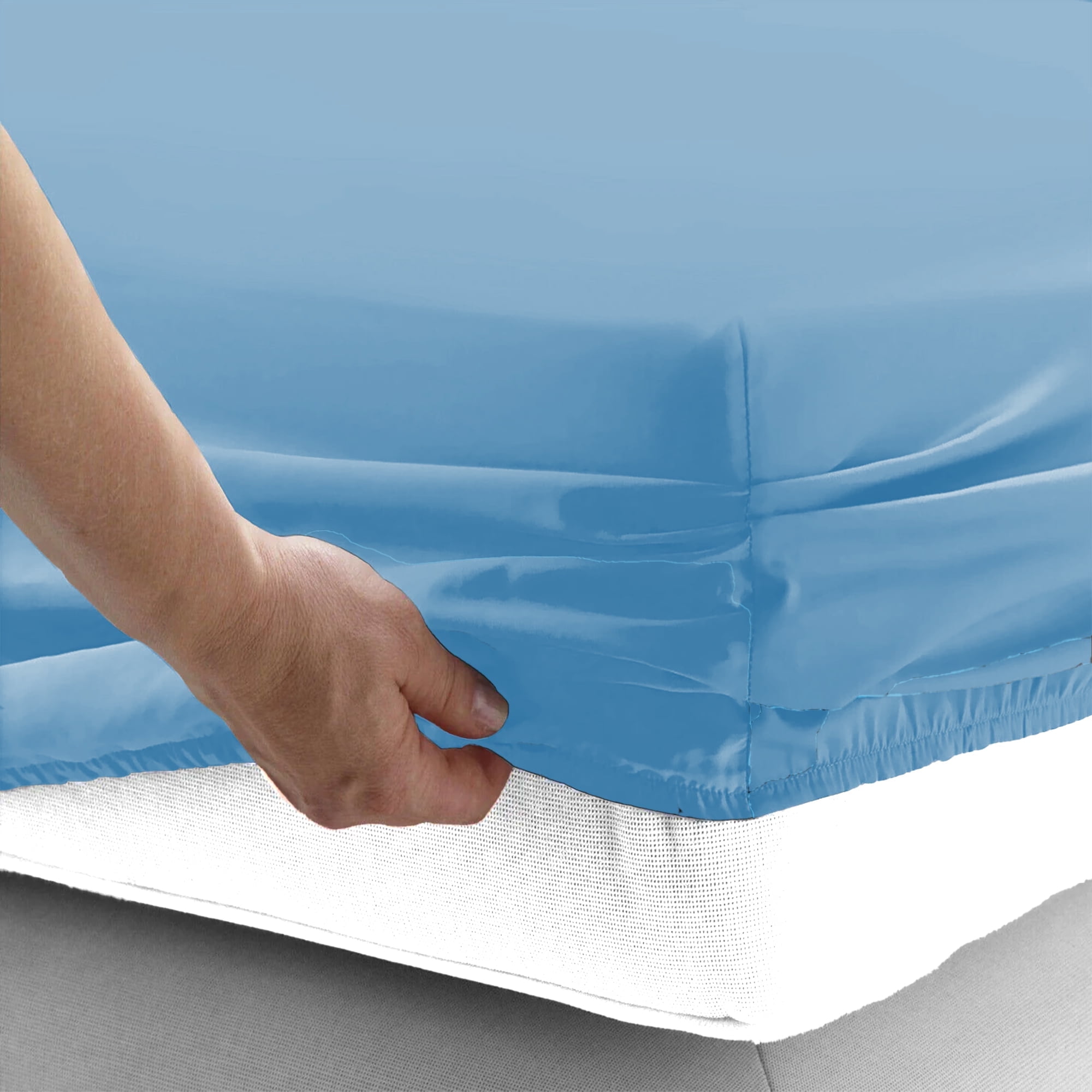 Homes Perception 100% Cotton King Fitted Sheet - 16" Deep Pockets ...