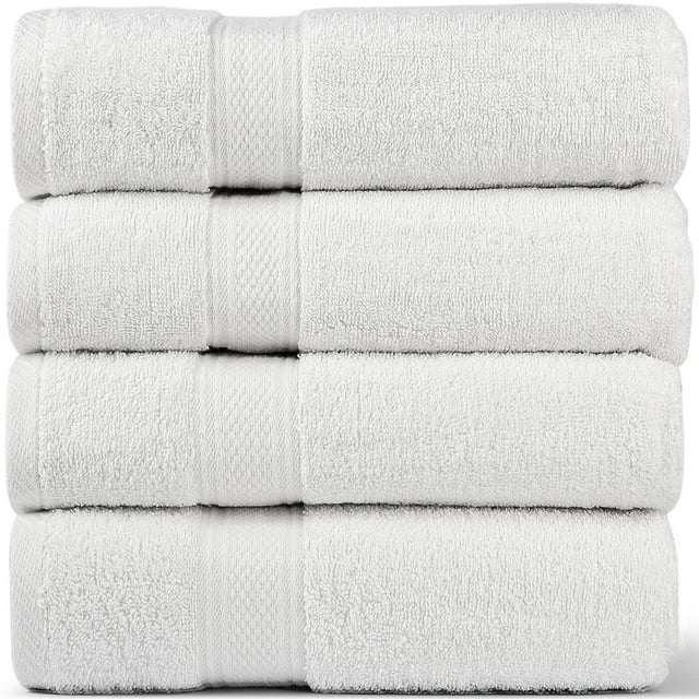 "Homes Perception Large 4 Pack White Cotton Bath Towels Set | 27"" x 54 ...