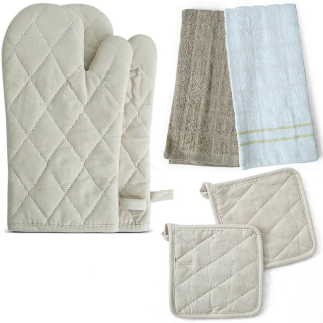 HOMES PERCEPTION 6 Piece Set Oven Mitts & Pot Holders Kitchen Towel ...