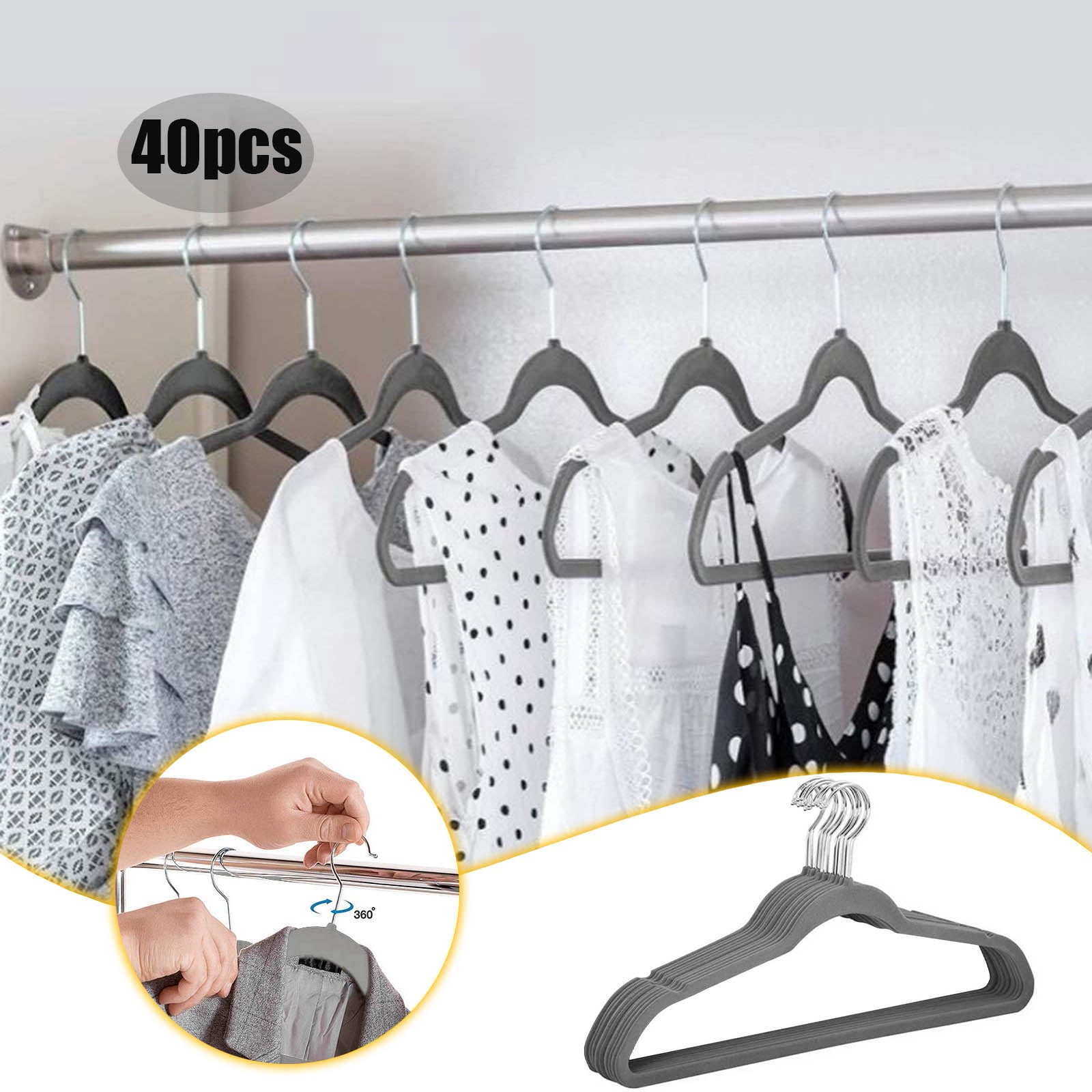 Homes Supplies Plastic Hangers, Non-Slip Clothing Hangers, 40 Pack ...