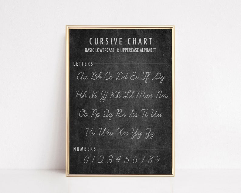 Homeschool Decor | Classroom Poster | Cursive Alphabet Writing Chart ...