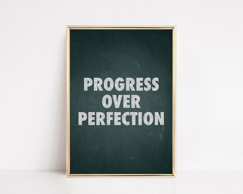 Homeschool Wall Art, Progress Over Perfection Sign, Inspirational ...