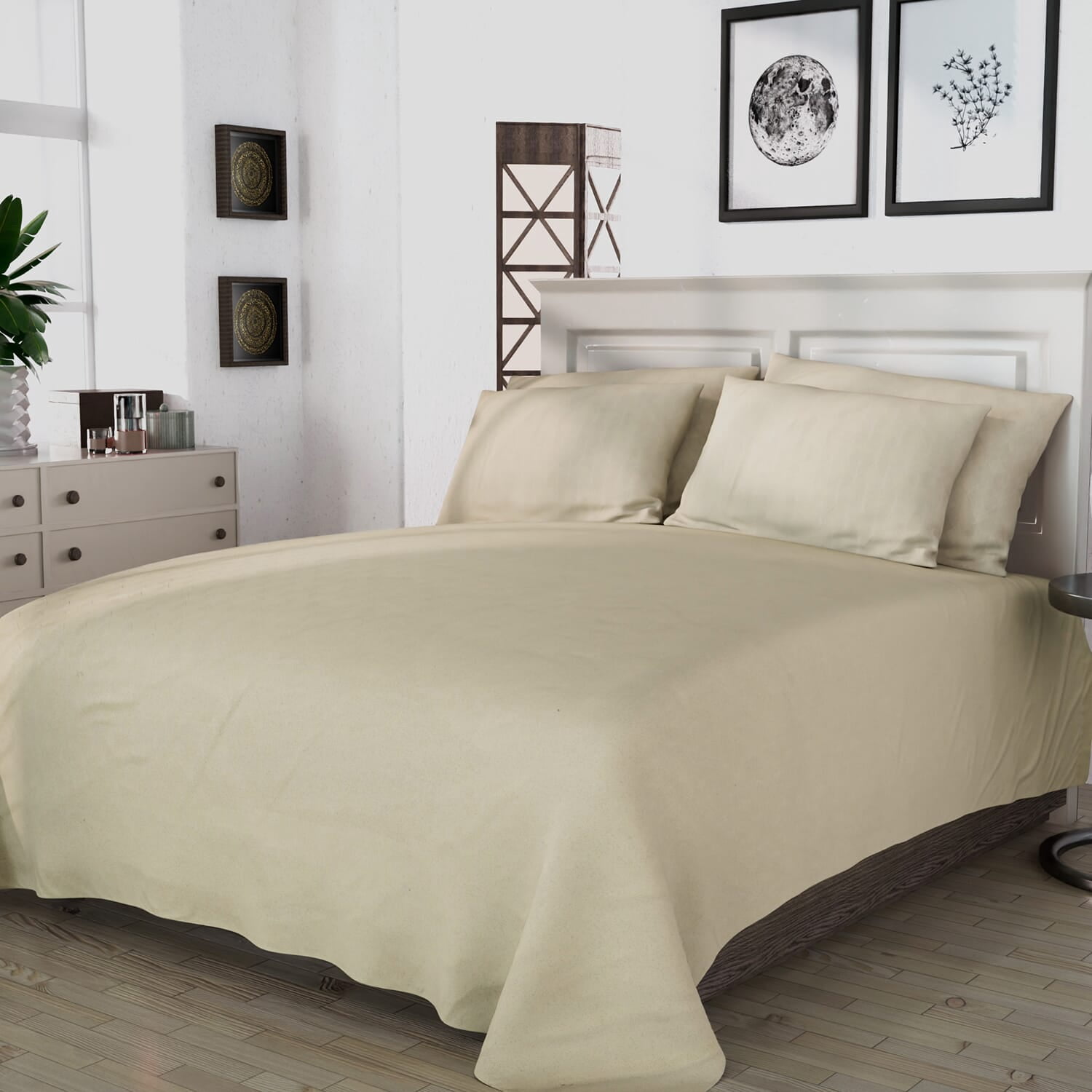HOMESMART Beige polyester Embossed 6pcs Sheet Set-Queen Wrinkle ...