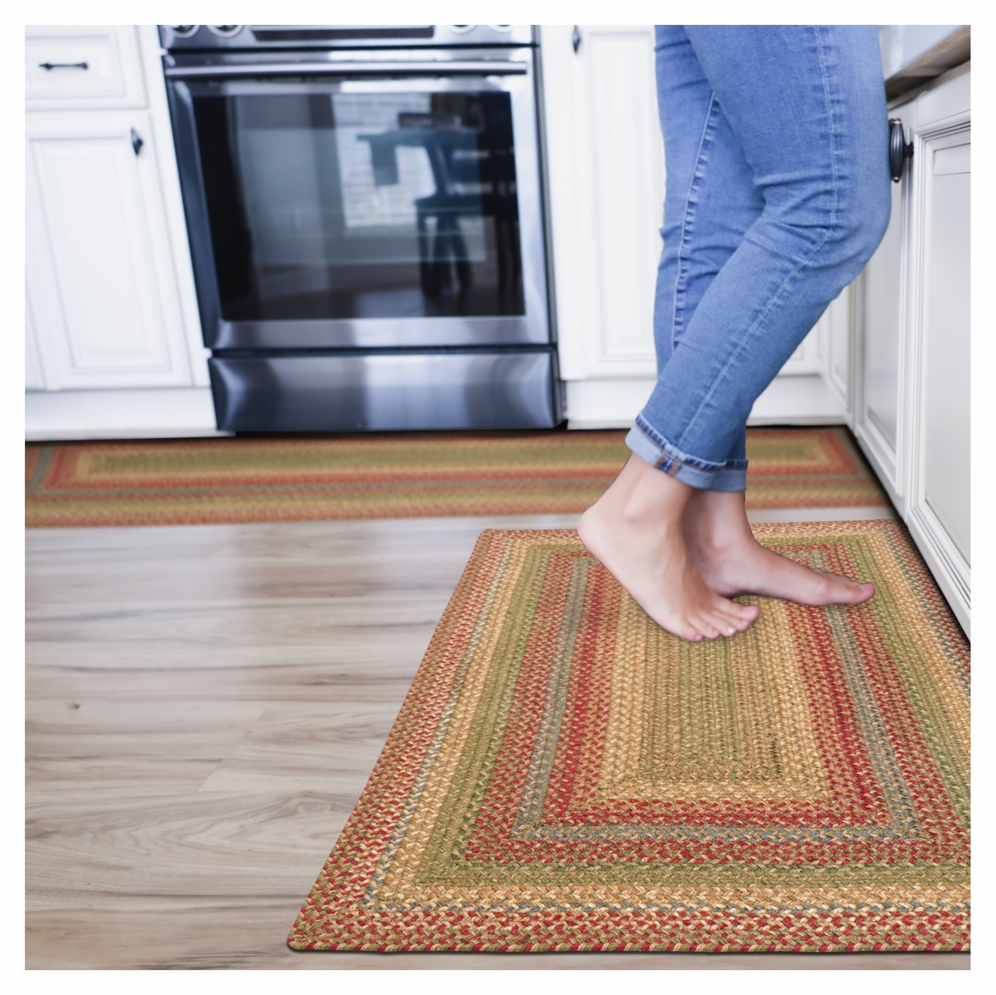 Homespice 27x45” Multi Color Rect. Braided Rug. Azalea Red and Brown ...