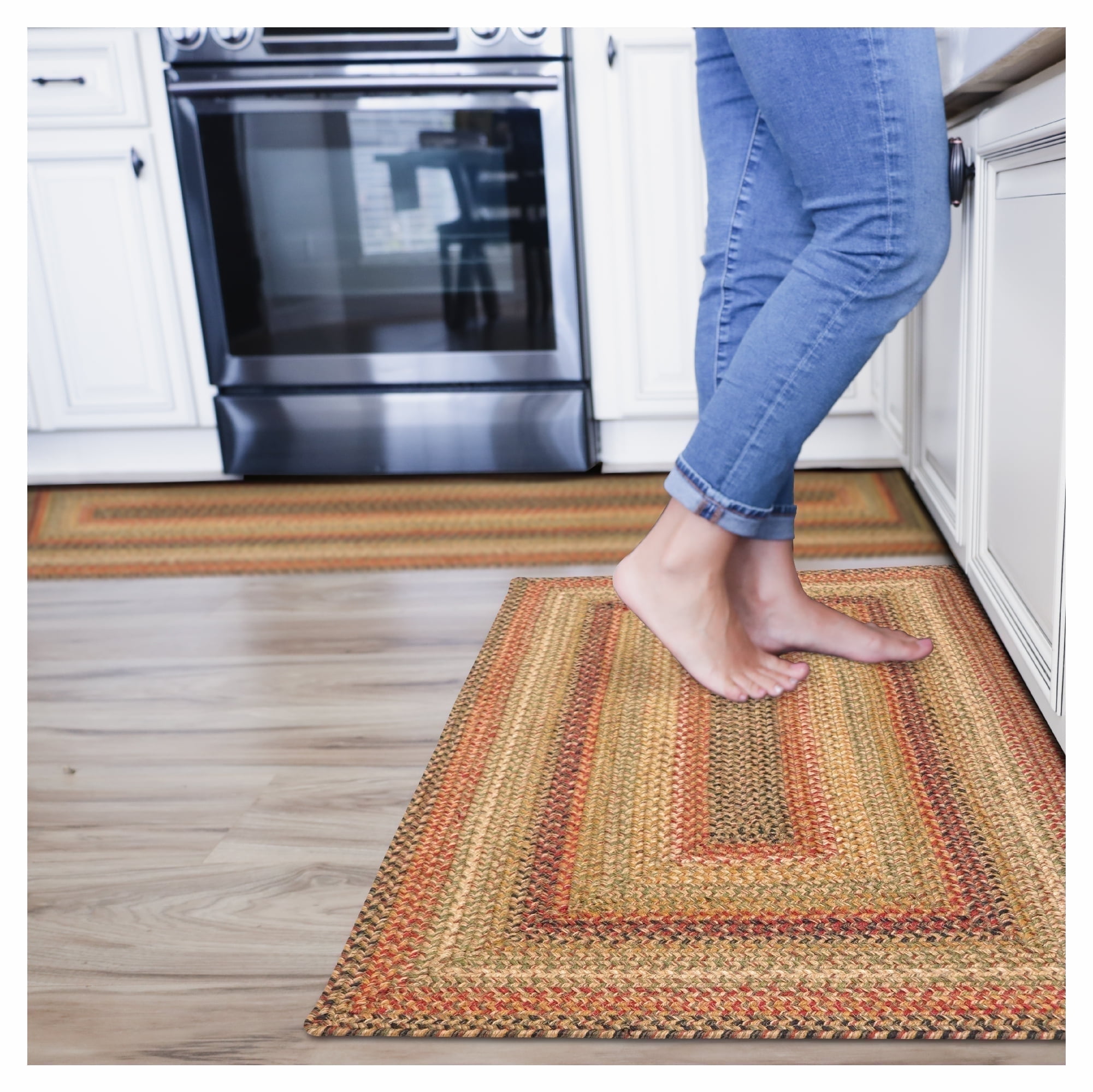 Homespice 2x3' Multi Color Braided Rug. Kingston Multi Color and White ...