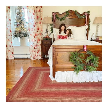 Homespice Log Cabin Step Reversible Red Cotton Rug 5' x 8' Rect ...