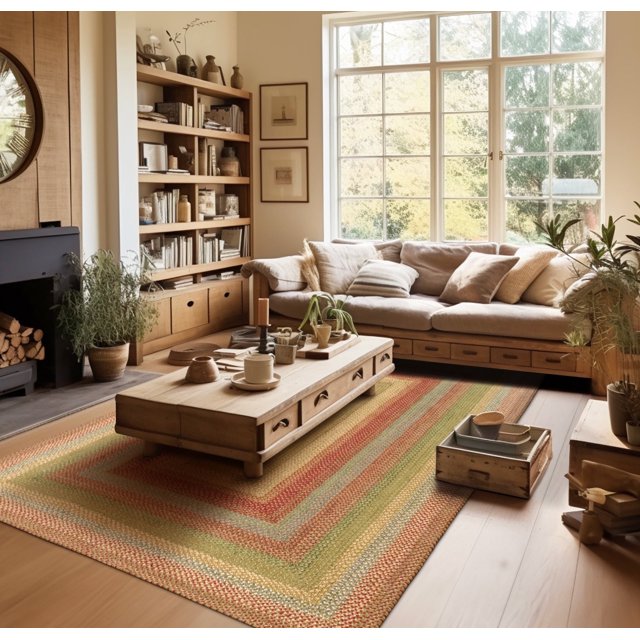 Homespice Azalea Jute Multi Color Braided 6x9 Rug for Living Room ...