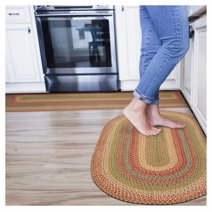 Homespice Pumpkin Pie Reversible Red Cotton Rug 4' x 6' Oval Braided ...