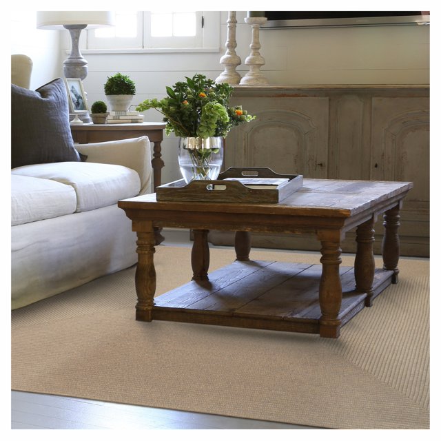 Homespice Biscuit 5x8' Tan Braided Rug, Washable Dining Room Rug ...