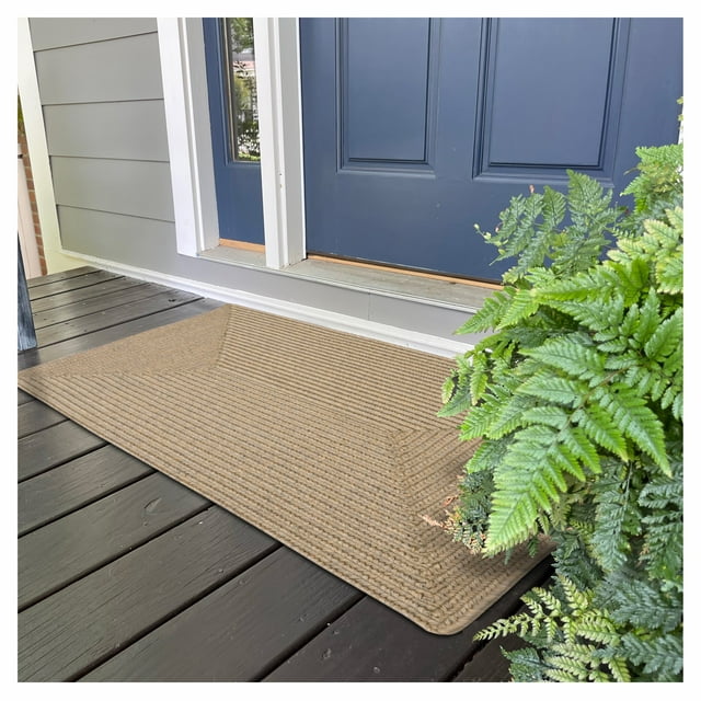 Homespice Biscuit Minimalist Rug, Braided Neutral Outdoor Rug to Use as ...