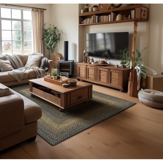 Free Shipping! Homespice Black Forest 8x10' Black Braided Rug, Washable ...