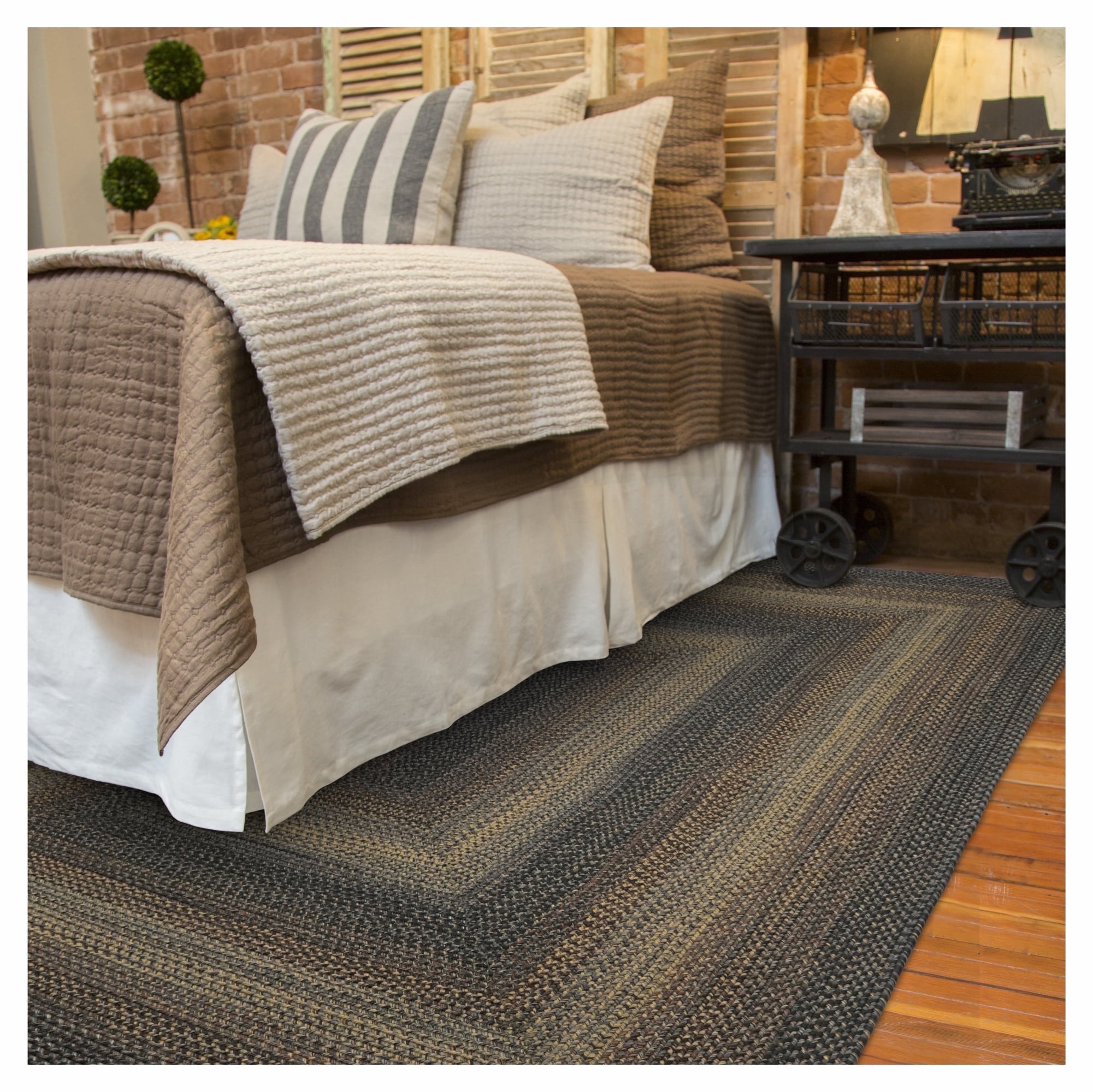 Homespice Black Forest Black Braided Rugs and Washable Rugs 4x6, Rustic ...