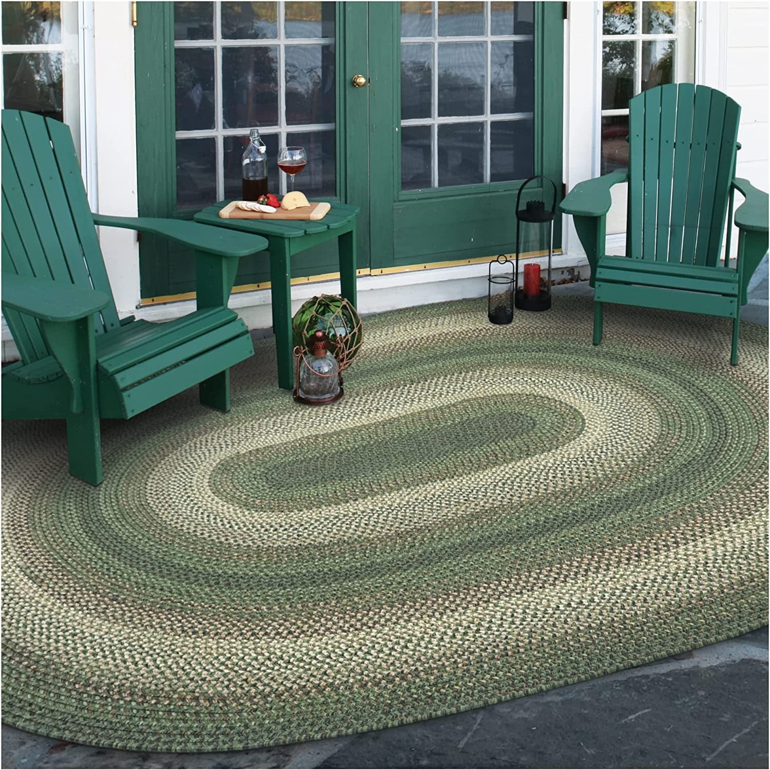Homespice - Indoor/Outdoor 4x6' Cedar Ridge Green Oval Rug - Waterproof ...